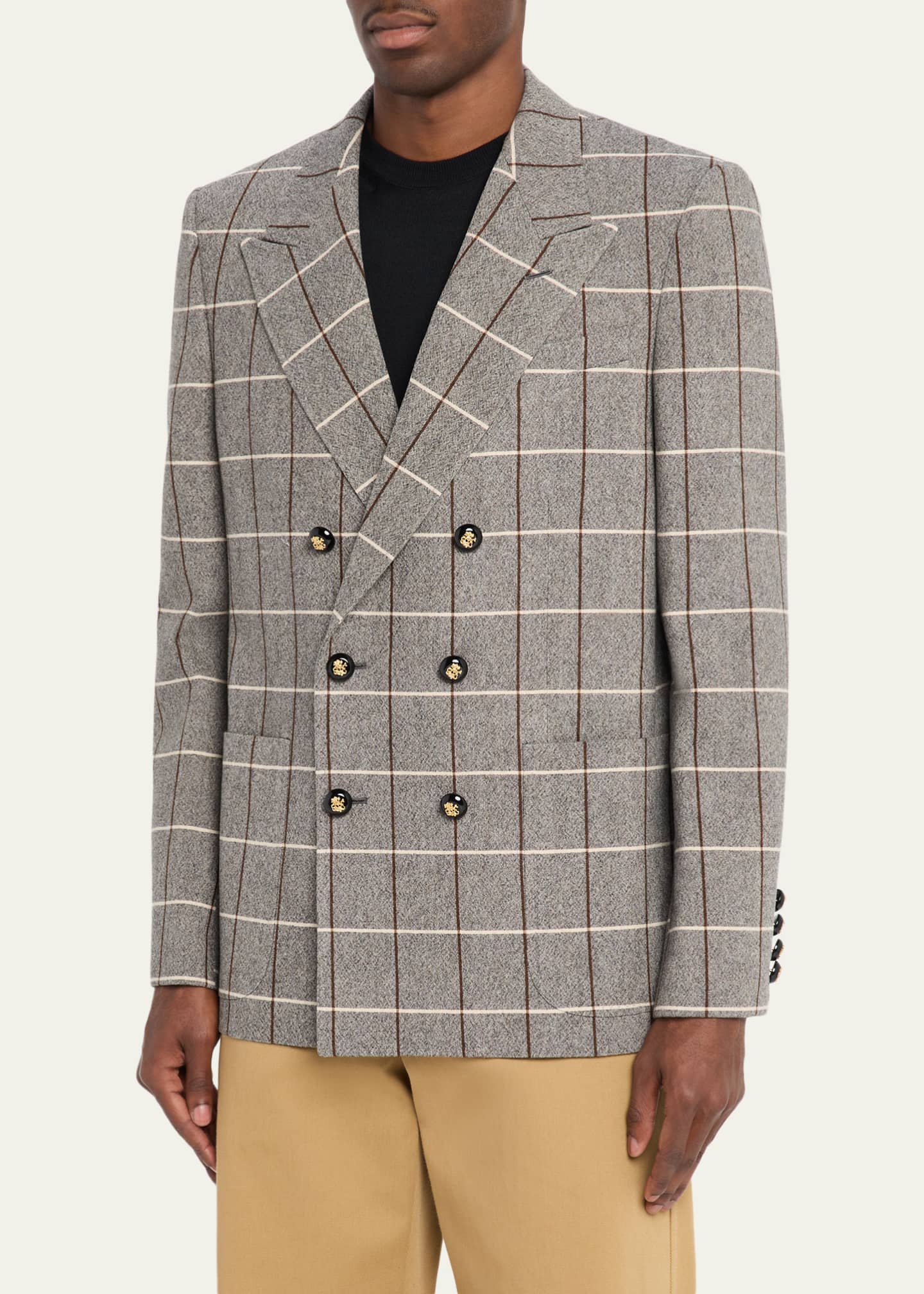 Valentino Garavani Men's Check-Print Melange Wool Jacket - Bergdorf Goodman