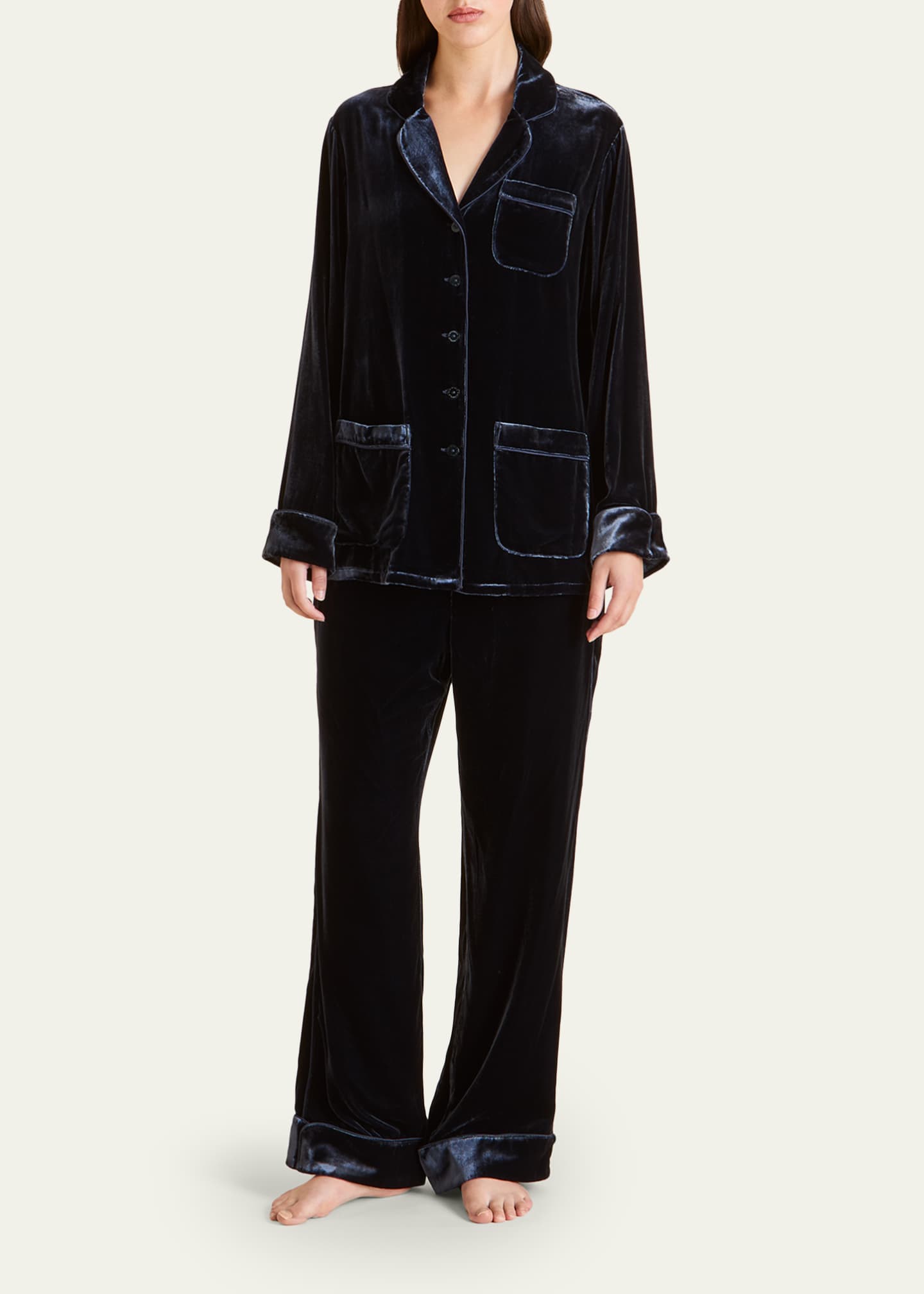 Olivia von Halle Coco Silk-Viscose Velvet Pajama Set - Bergdorf Goodman