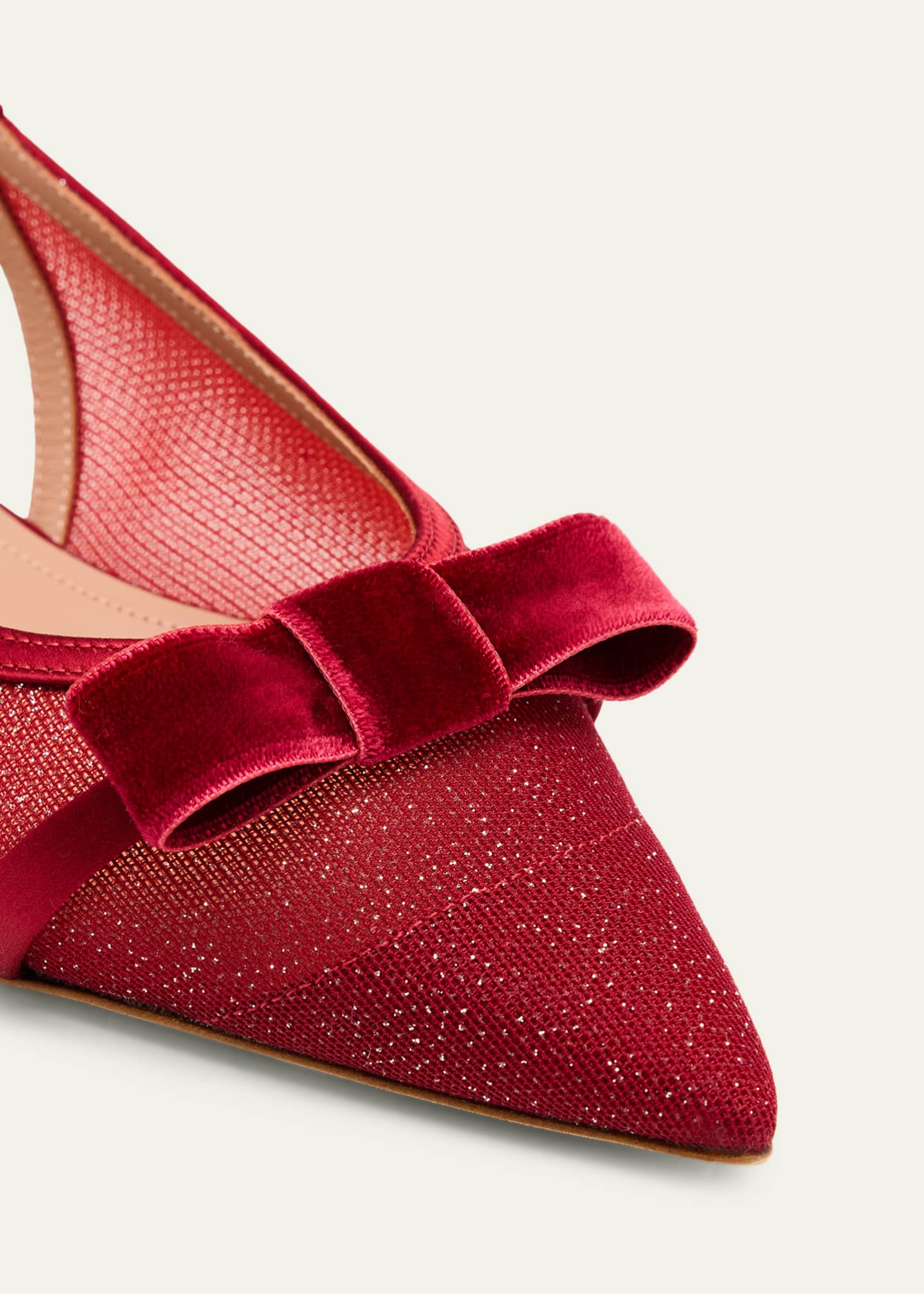 Malone Souliers Jama Glitter Mesh Slingback Flats - Bergdorf Goodman