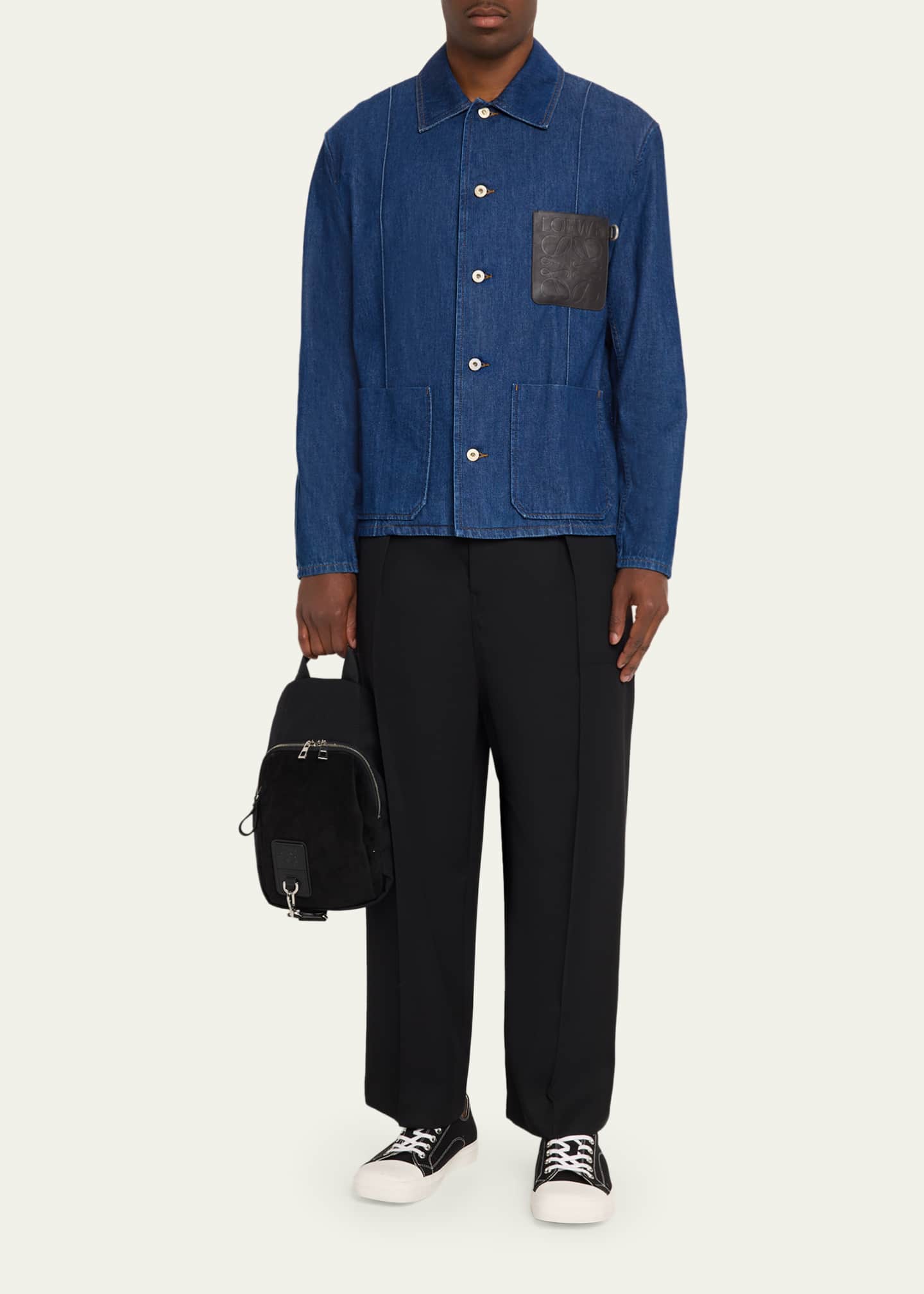 Loewe Men's Flex Canvas and Suede Sling Bag - Bergdorf Goodman