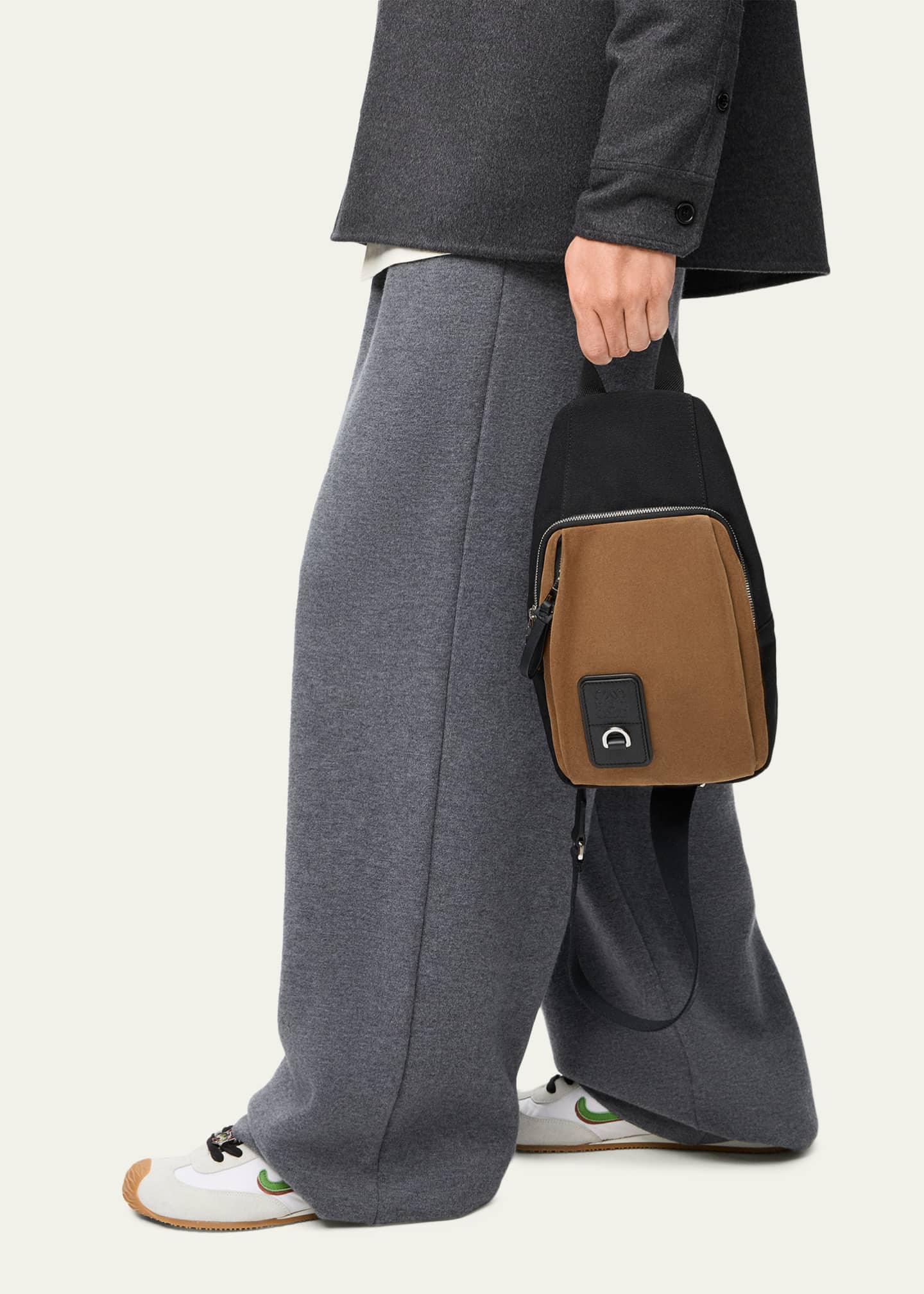 Loewe Men's Flex Canvas and Suede Sling Bag - Bergdorf Goodman