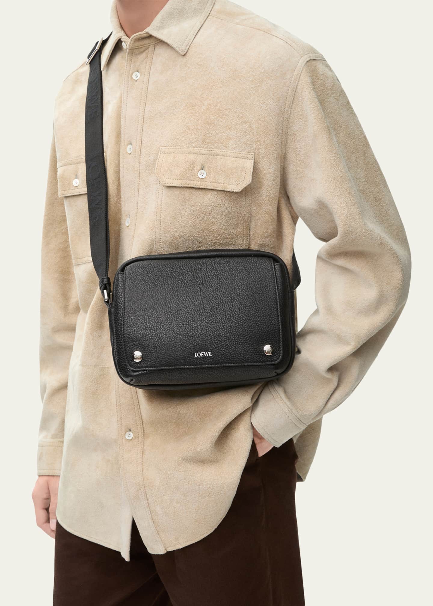 Loewe Men's Medium Pebble Grained Calfskin Messenger Bag - Bergdorf Goodman
