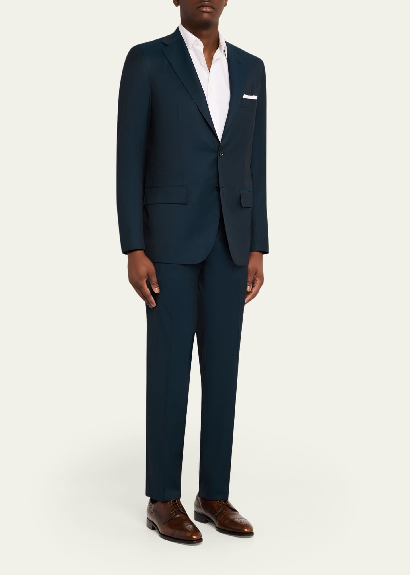 Kiton Men's Wool Micro-Herringbone Two-Piece Suit - Bergdorf Goodman