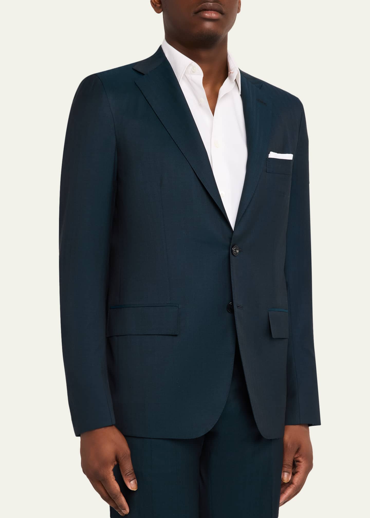 Kiton Men's Wool Micro-Herringbone Two-Piece Suit - Bergdorf Goodman