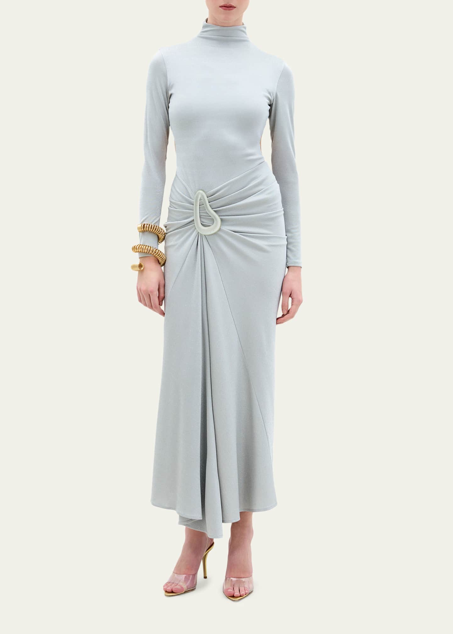Silvia Tcherassi Venus Mock-Neck Draped Backless Ankle Dress - Bergdorf ...