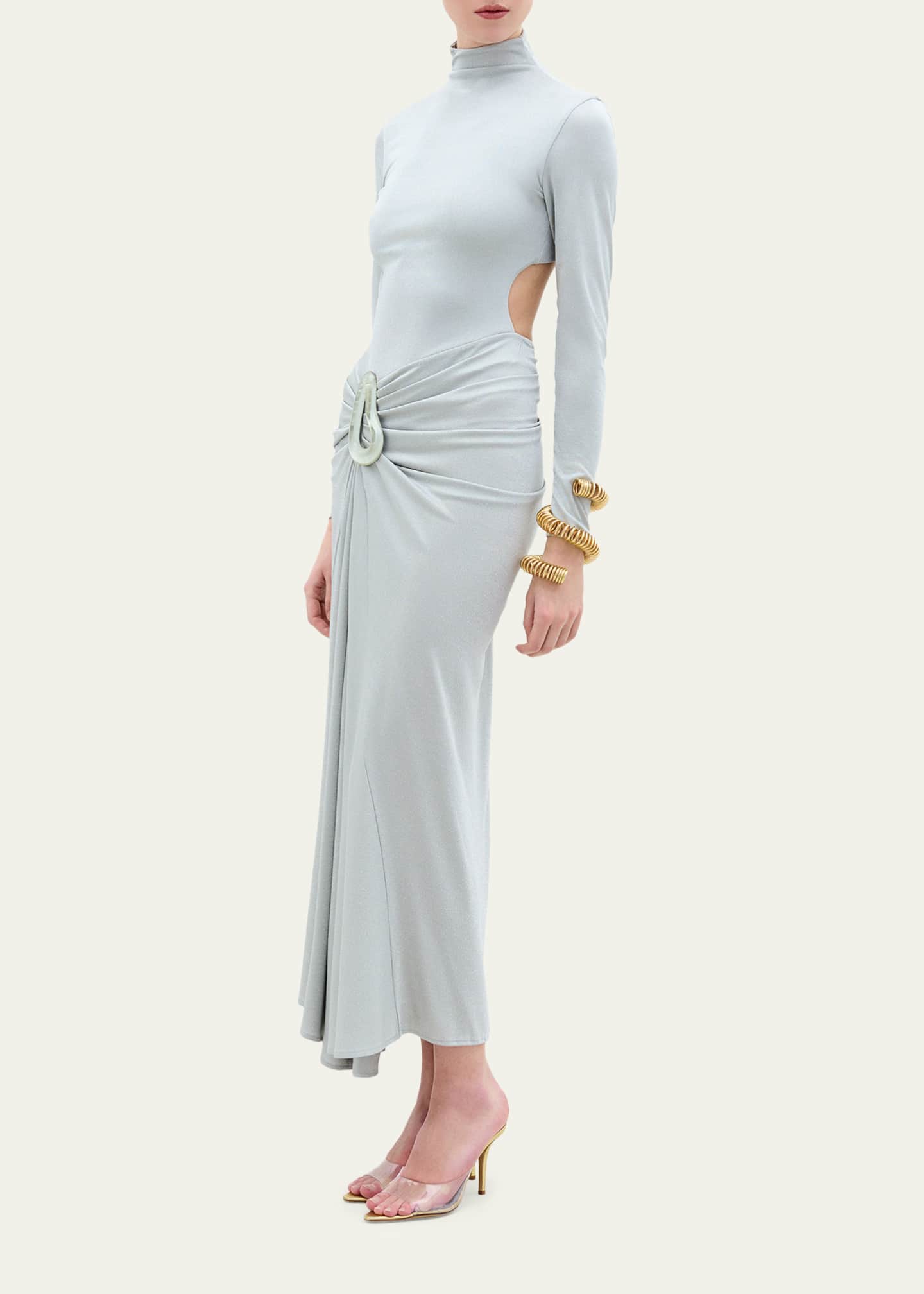 Silvia Tcherassi Venus Mock-Neck Draped Backless Ankle Dress - Bergdorf ...