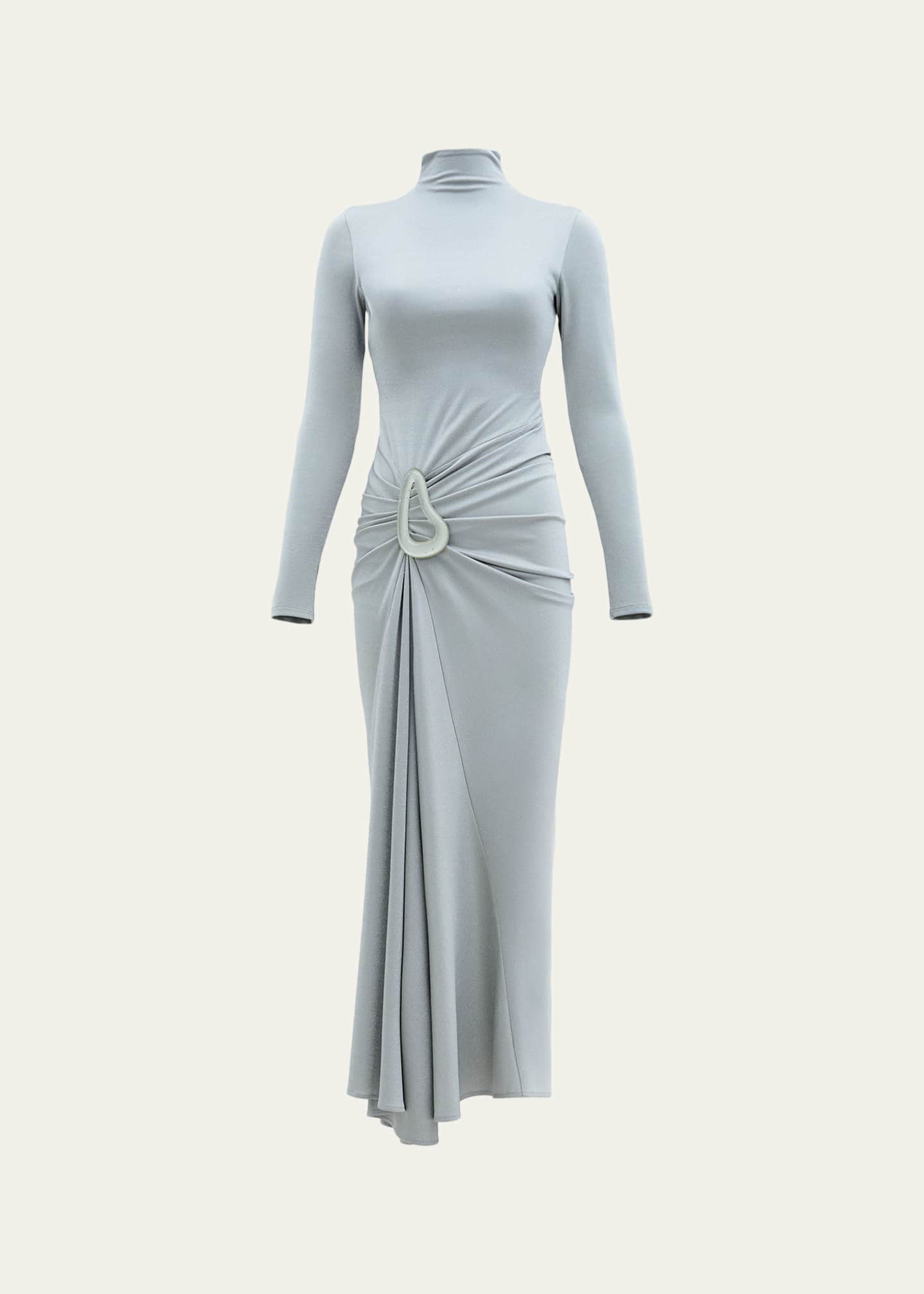 Silvia Tcherassi Venus Mock-Neck Draped Backless Ankle Dress - Bergdorf ...