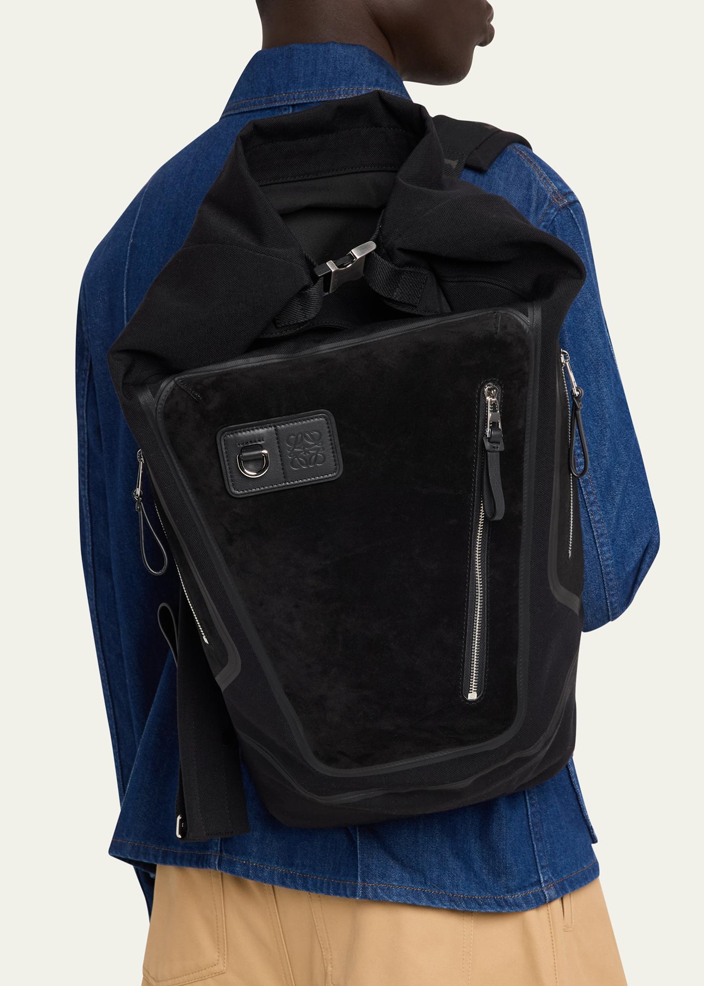 LOEWE Men's Flex Roll-Top Canvas & Suede Backpack - Bergdorf Goodman