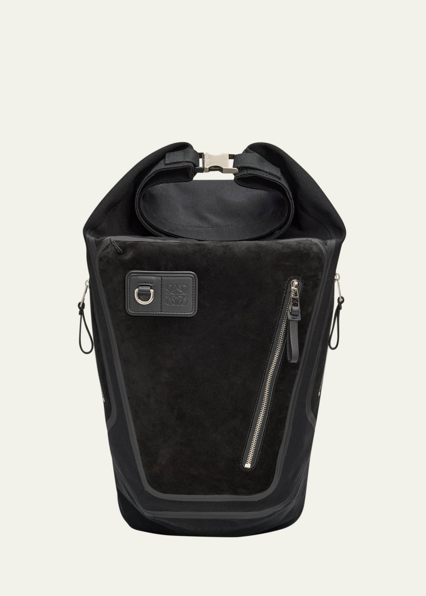 Loewe Men's Flex Roll-Top Canvas & Suede Backpack - Bergdorf Goodman