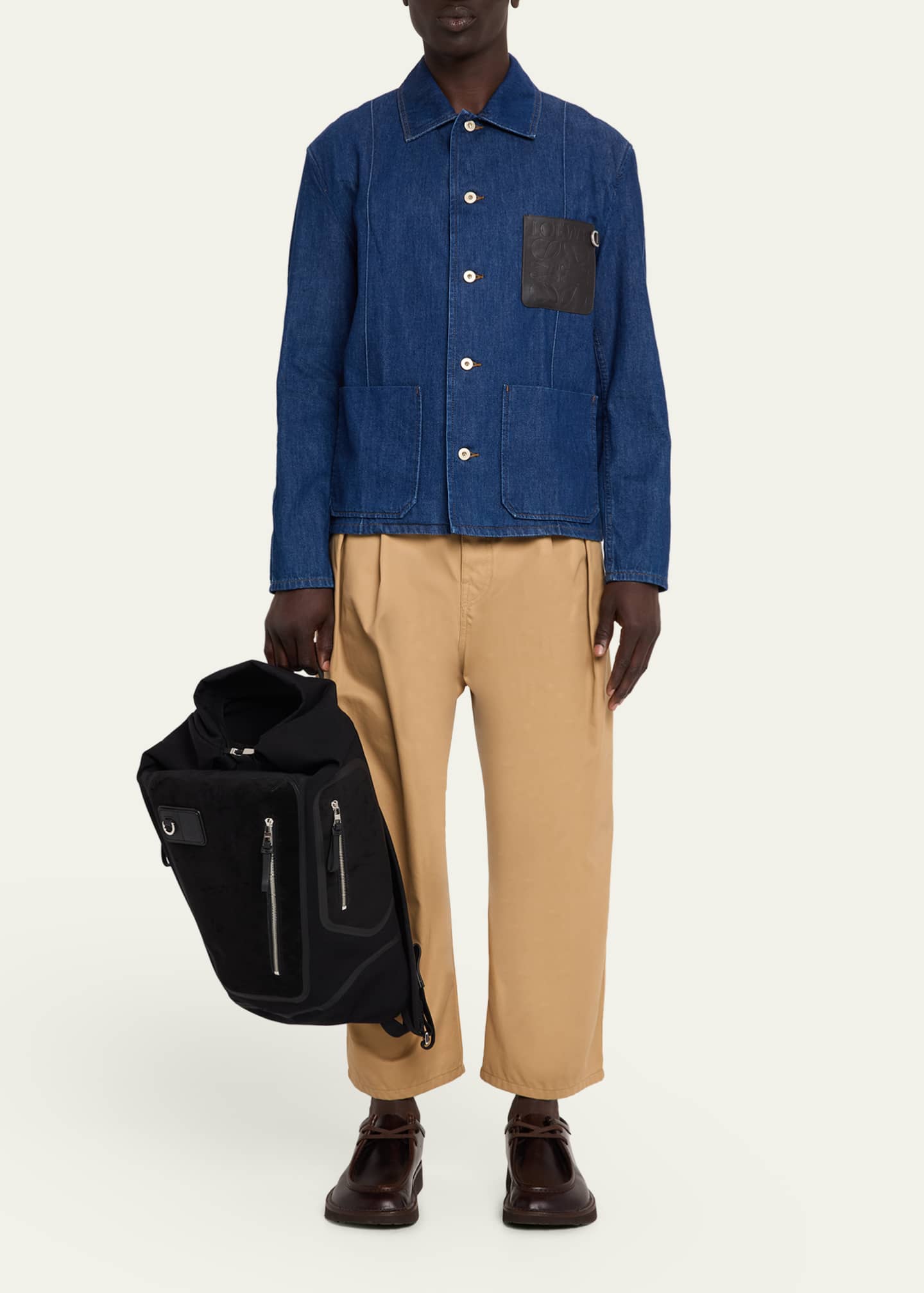 Loewe Men's Flex Roll-Top Canvas & Suede Backpack - Bergdorf Goodman