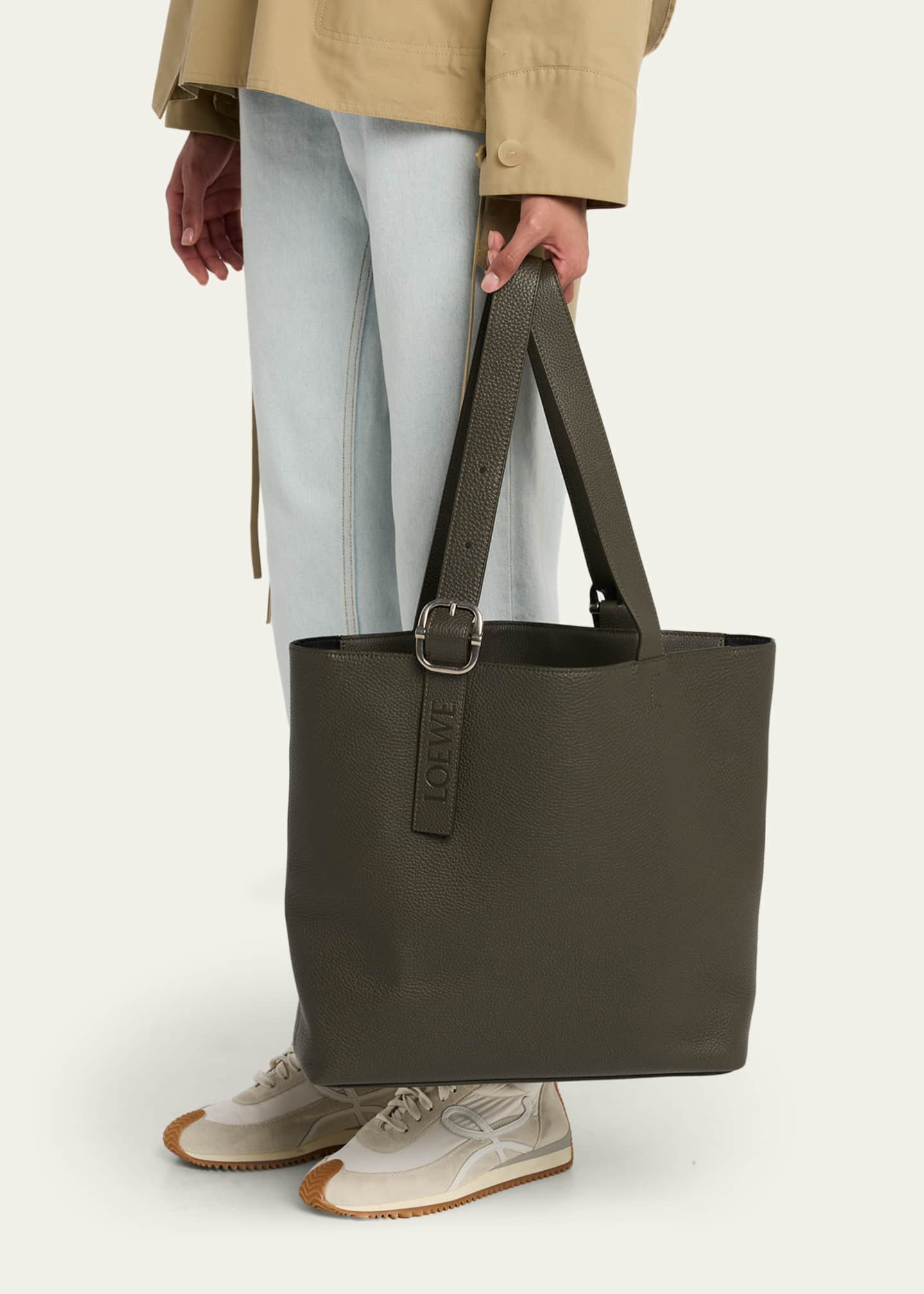 Loewe Men's Loop Zipped Leather Tote Bag - Bergdorf Goodman