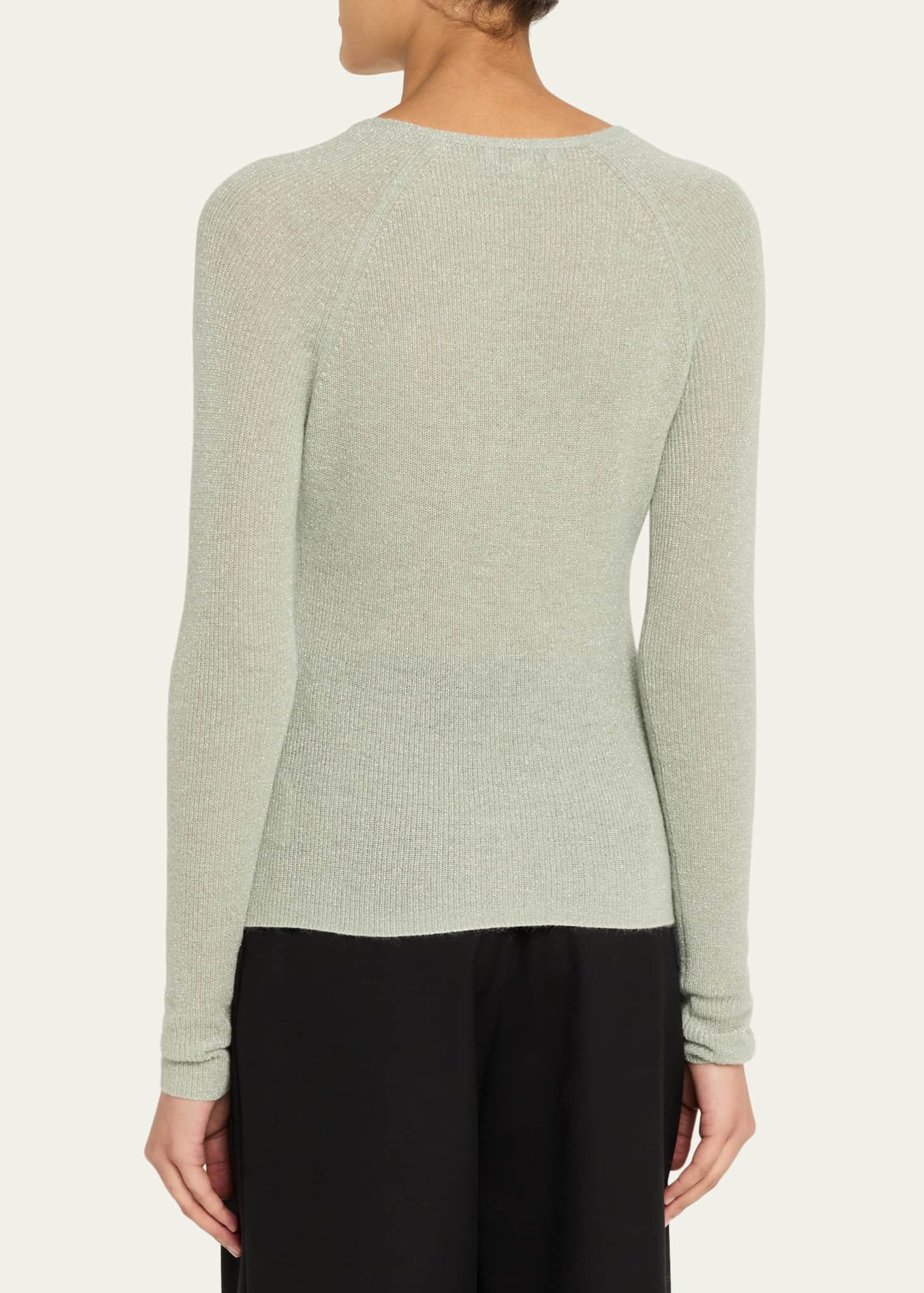 Vince Metallic High-V Knit Top - Bergdorf Goodman