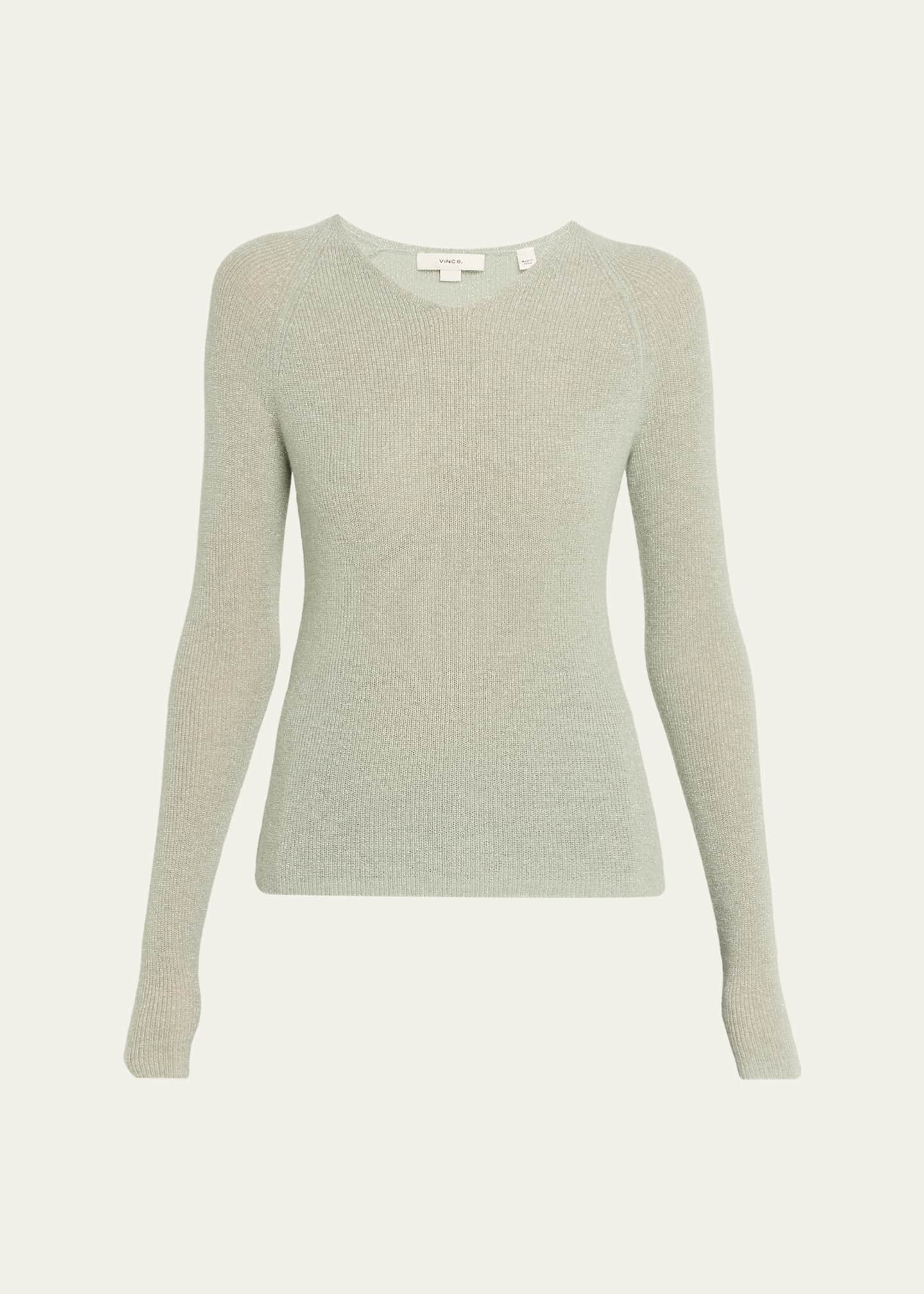 Vince Metallic High-V Knit Top - Bergdorf Goodman