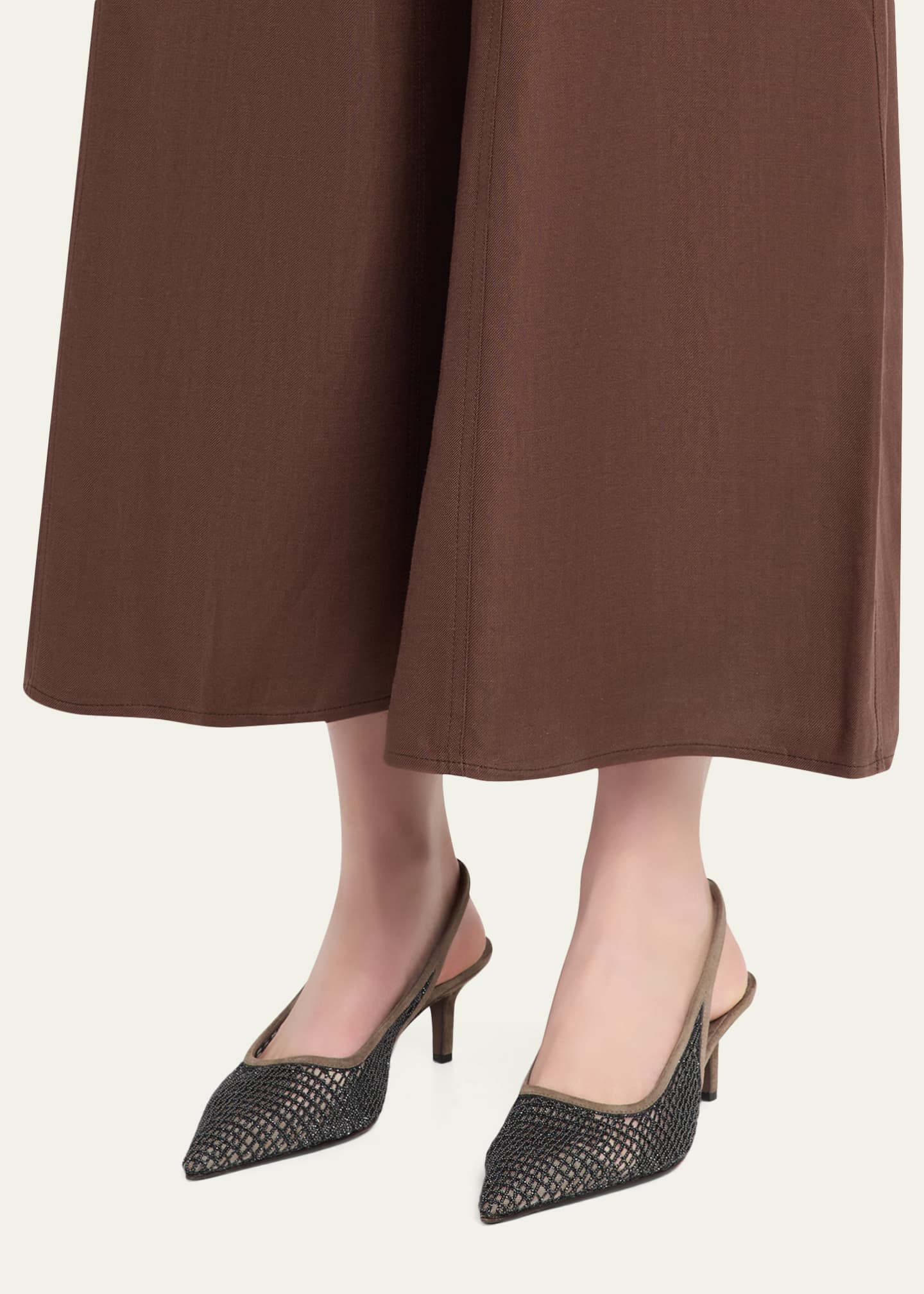 Brunello Cucinelli 55mm Monili Suede-Trimmed Slingback Pumps - Bergdorf ...
