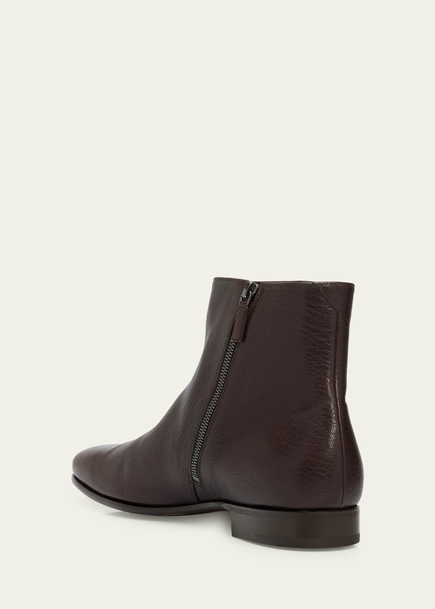 Prada Men's Leather Embossed-Logo Zipped Ankle Boots - Bergdorf Goodman