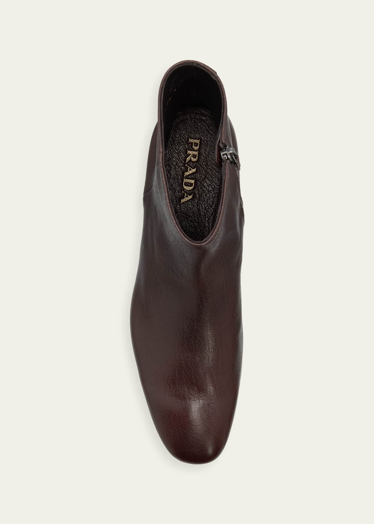 Prada Men's Leather Embossed-Logo Zipped Ankle Boots - Bergdorf Goodman