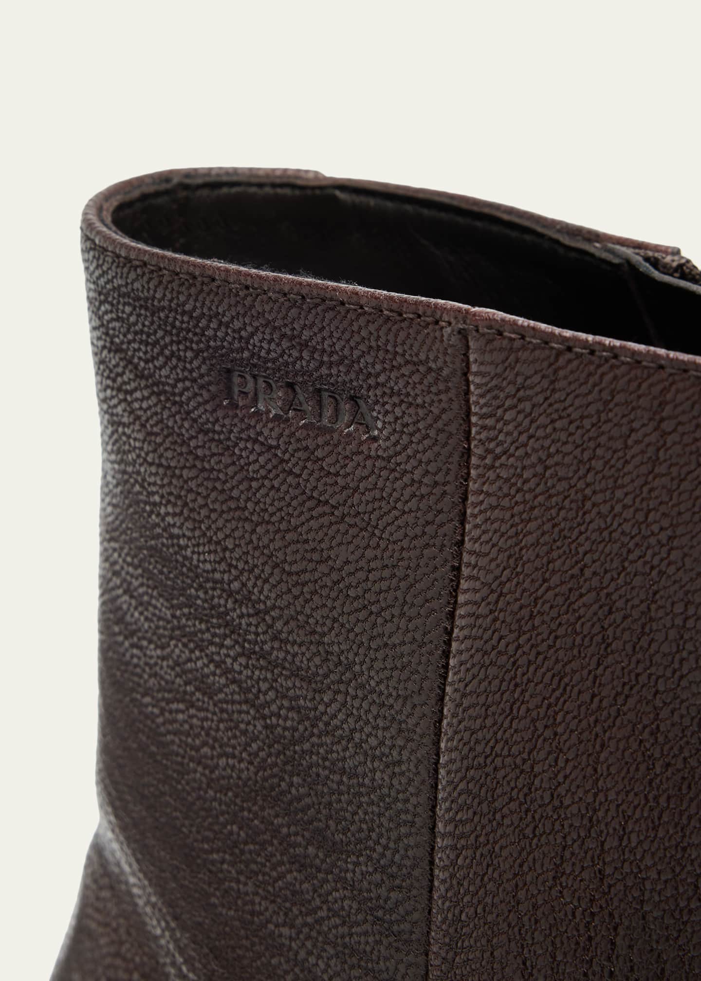 Prada Men's Leather Embossed-Logo Zipped Ankle Boots - Bergdorf Goodman