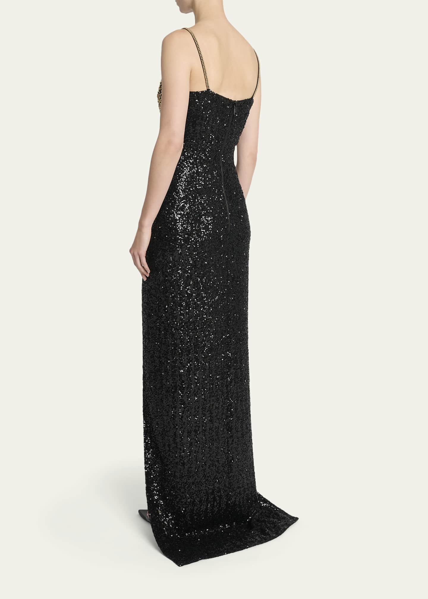 Balmain Dragrade Crystal Sequined Slit Gown - Bergdorf Goodman
