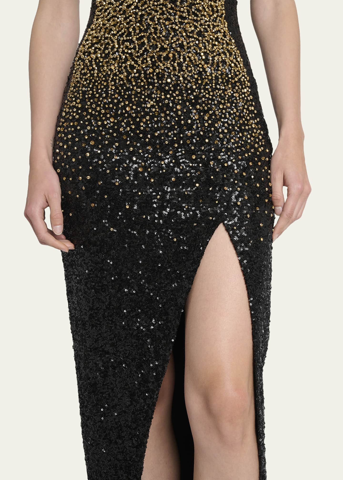 Balmain Dragrade Crystal Sequined Slit Gown - Bergdorf Goodman