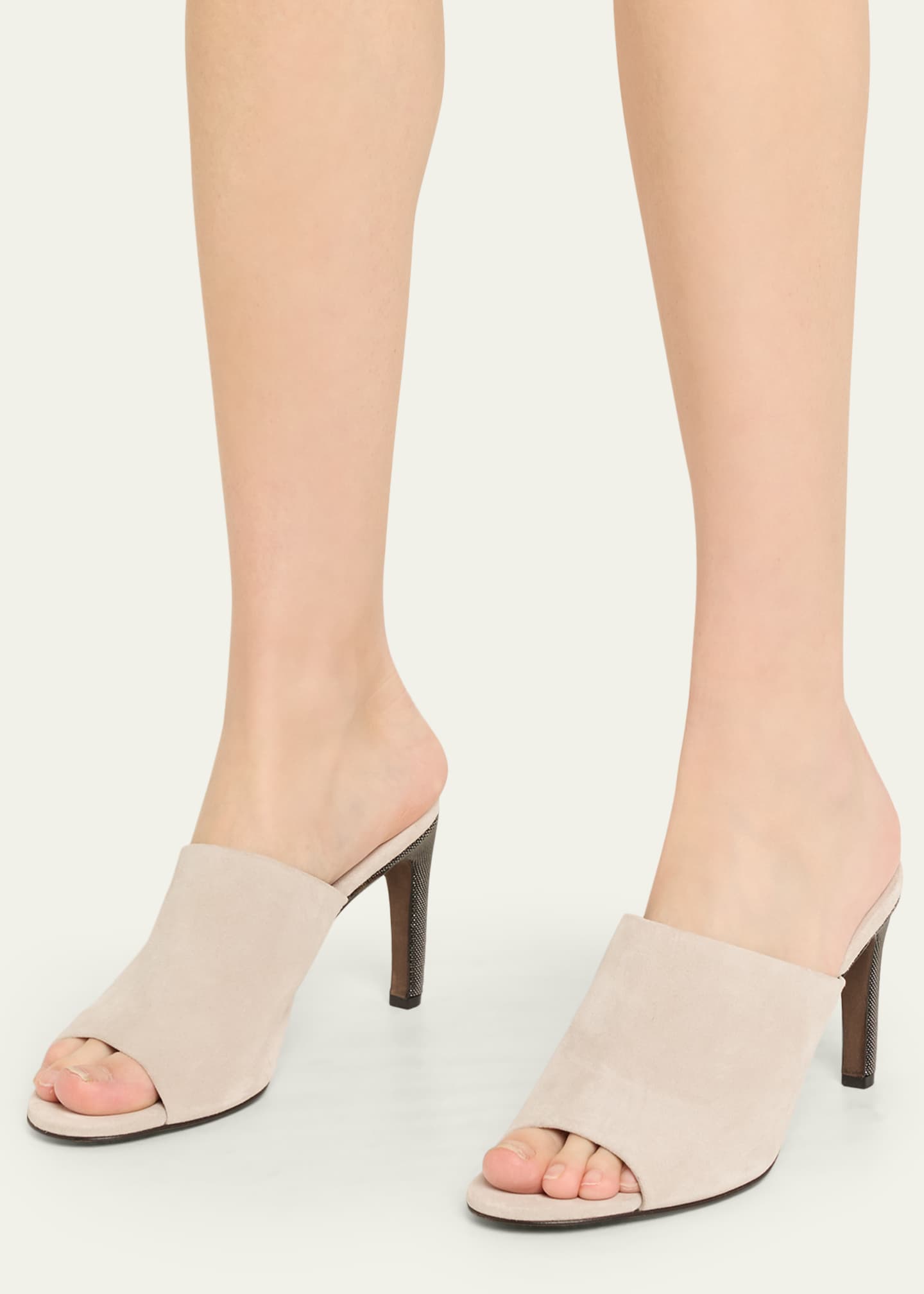Brunello Cucinelli 80mm Monili Suede Mules - Bergdorf Goodman
