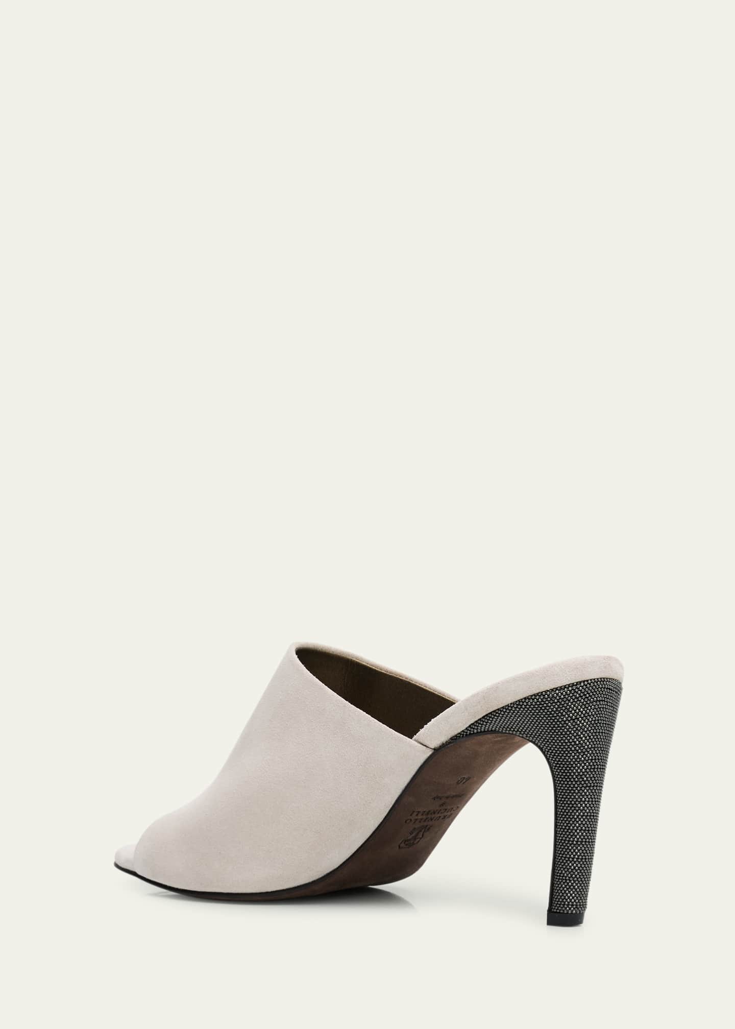 Brunello Cucinelli 80mm Monili Suede Mules - Bergdorf Goodman
