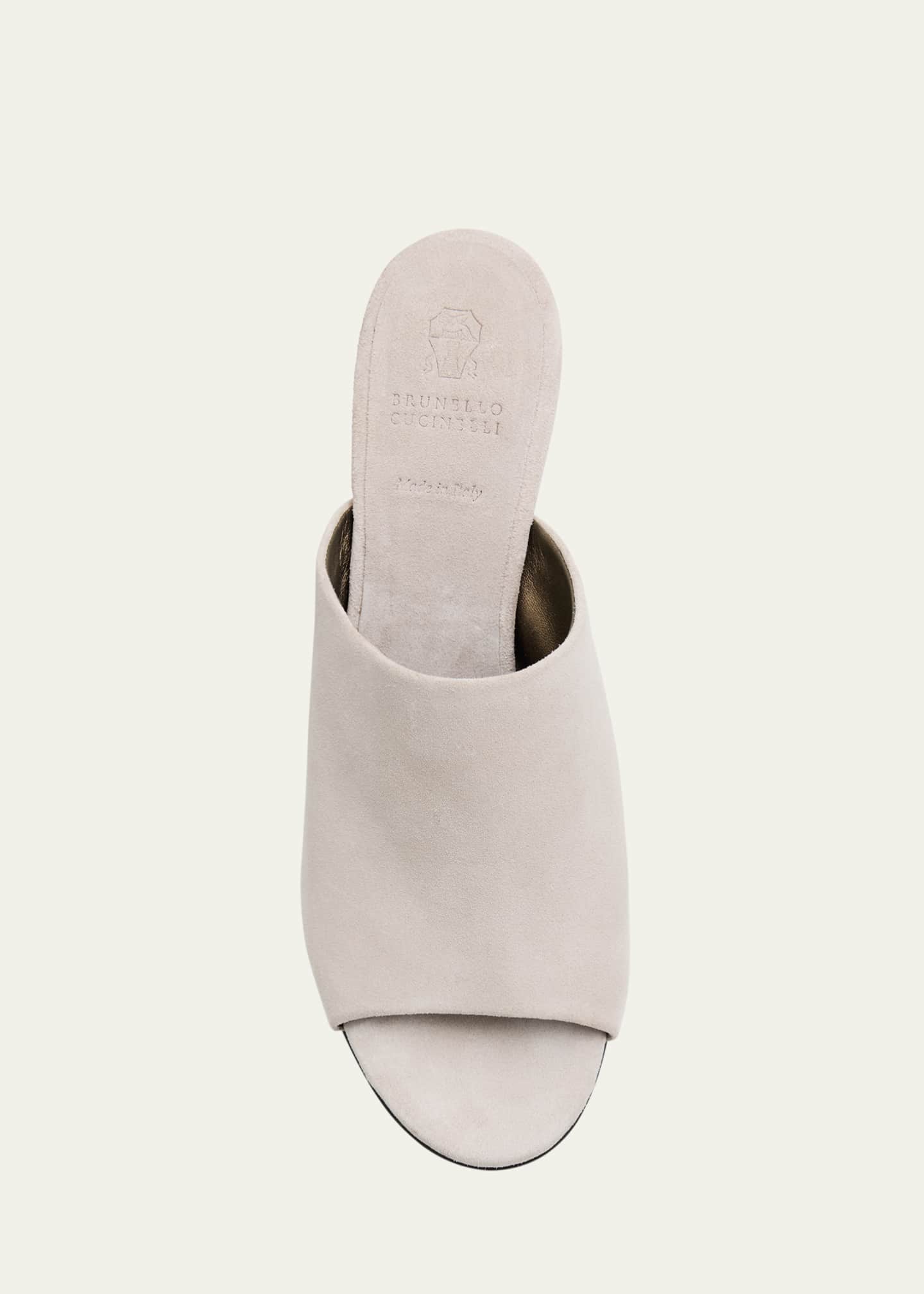 Brunello Cucinelli 80mm Monili Suede Mules - Bergdorf Goodman