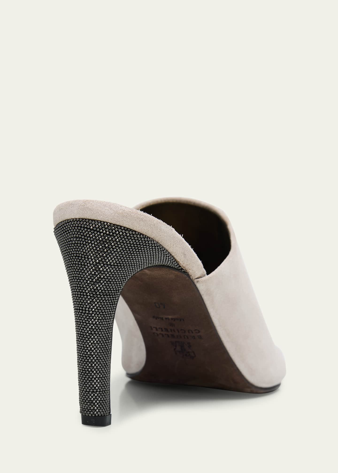 Brunello Cucinelli 80mm Monili Suede Mules - Bergdorf Goodman