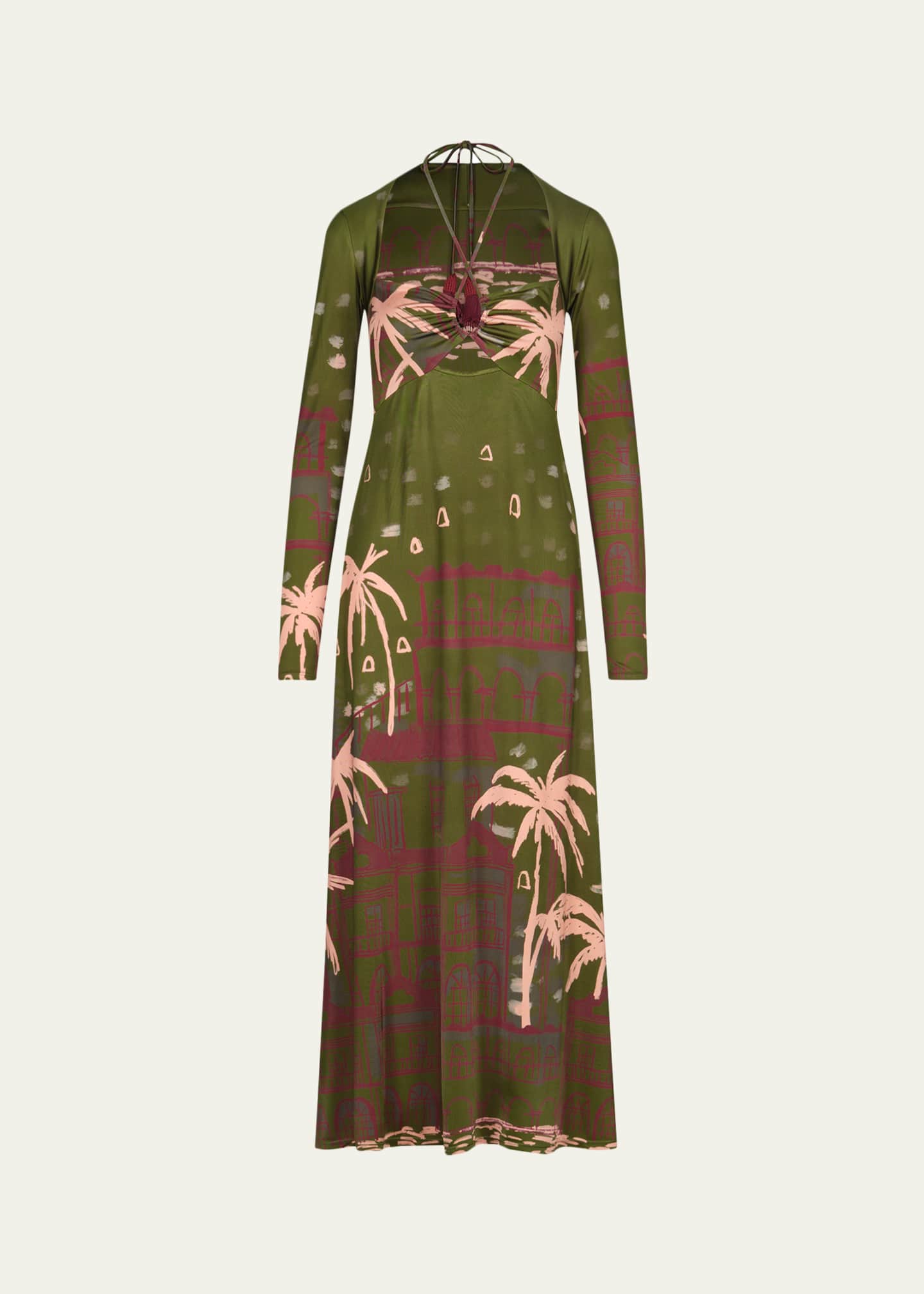 Johanna Ortiz Eternal Tropical Cutout Long-Sleeve Ankle Dress ...