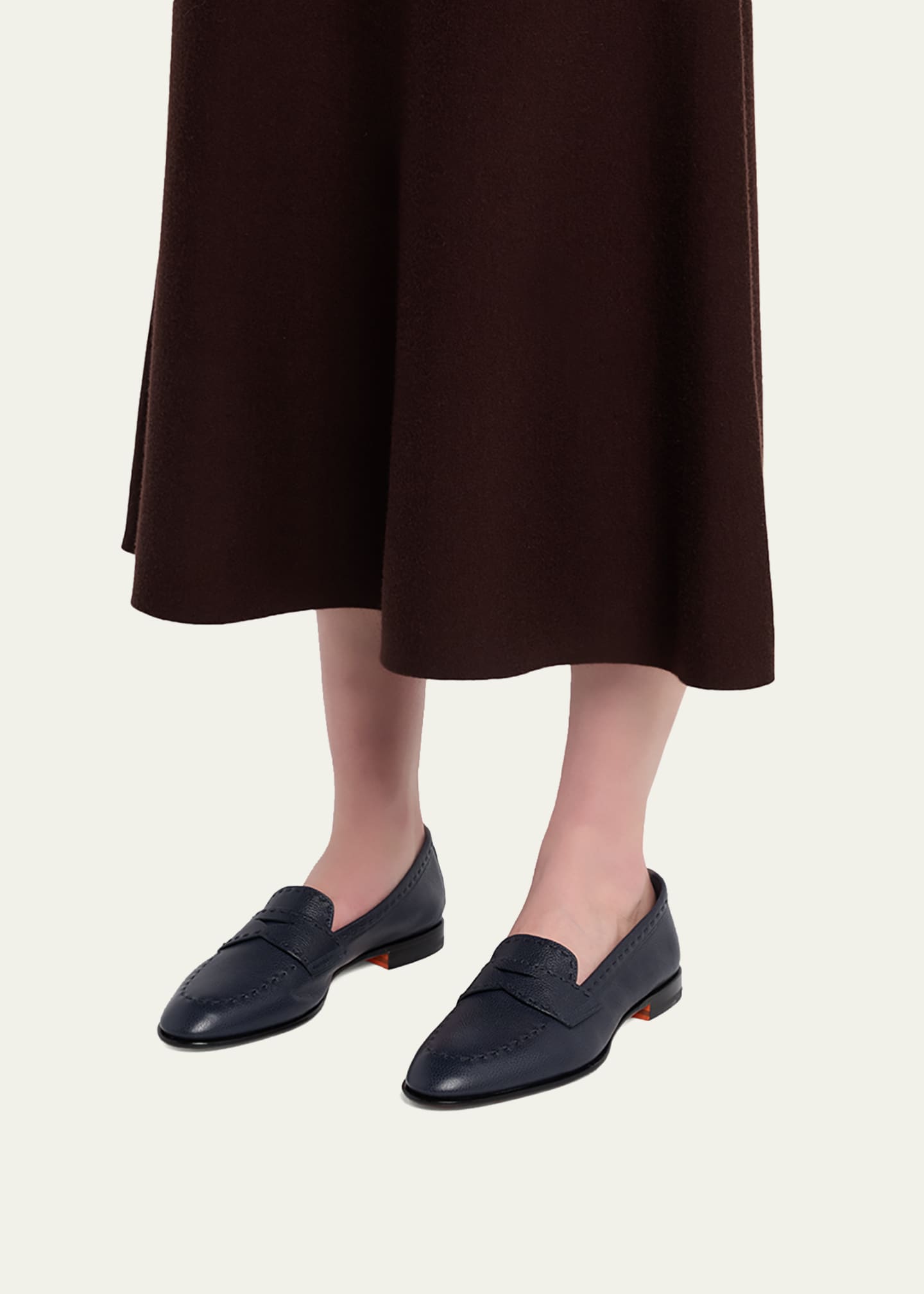 Santoni Marlene Leather Penny Loafers - Bergdorf Goodman