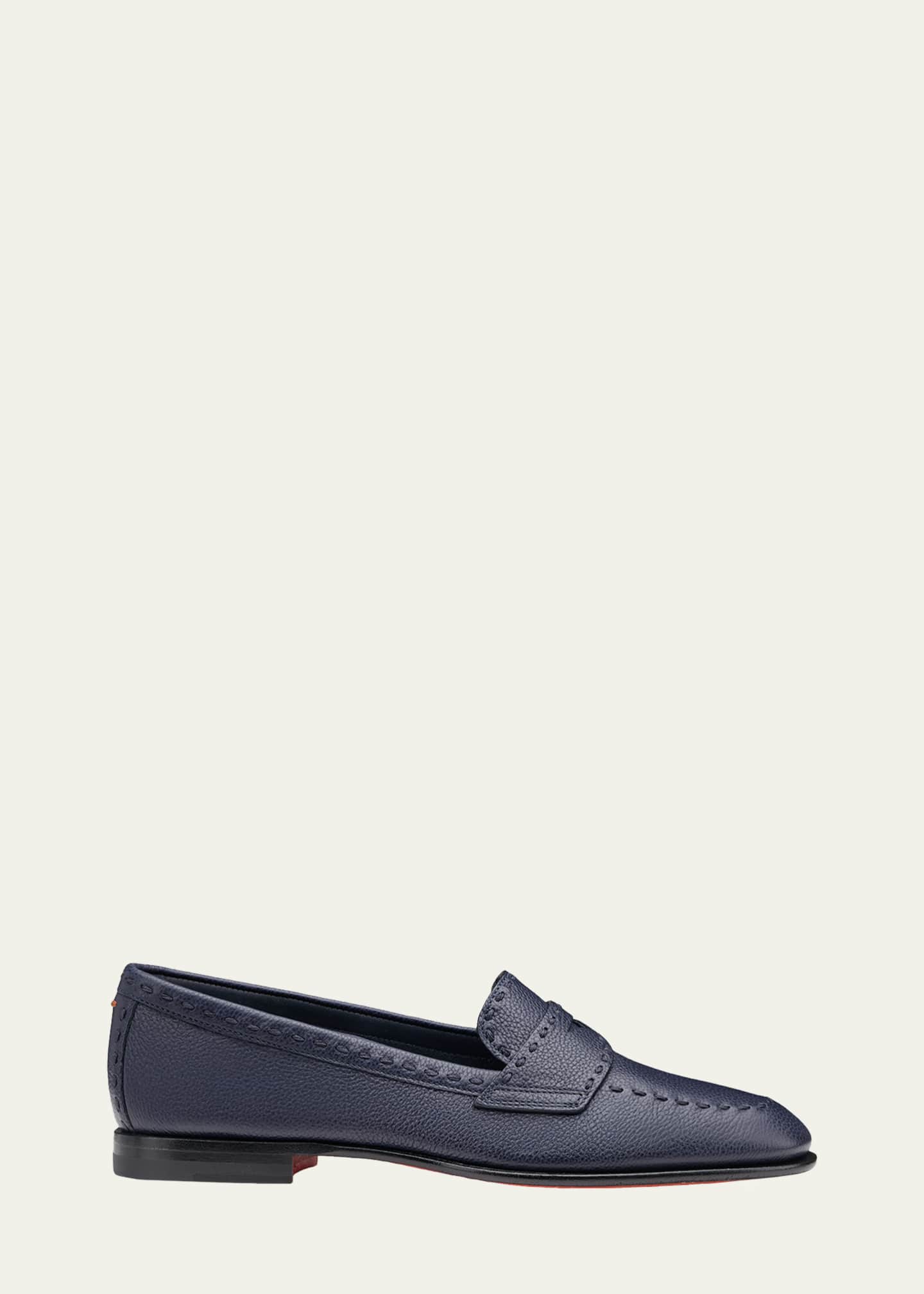 Santoni Marlene Leather Penny Loafers - Bergdorf Goodman