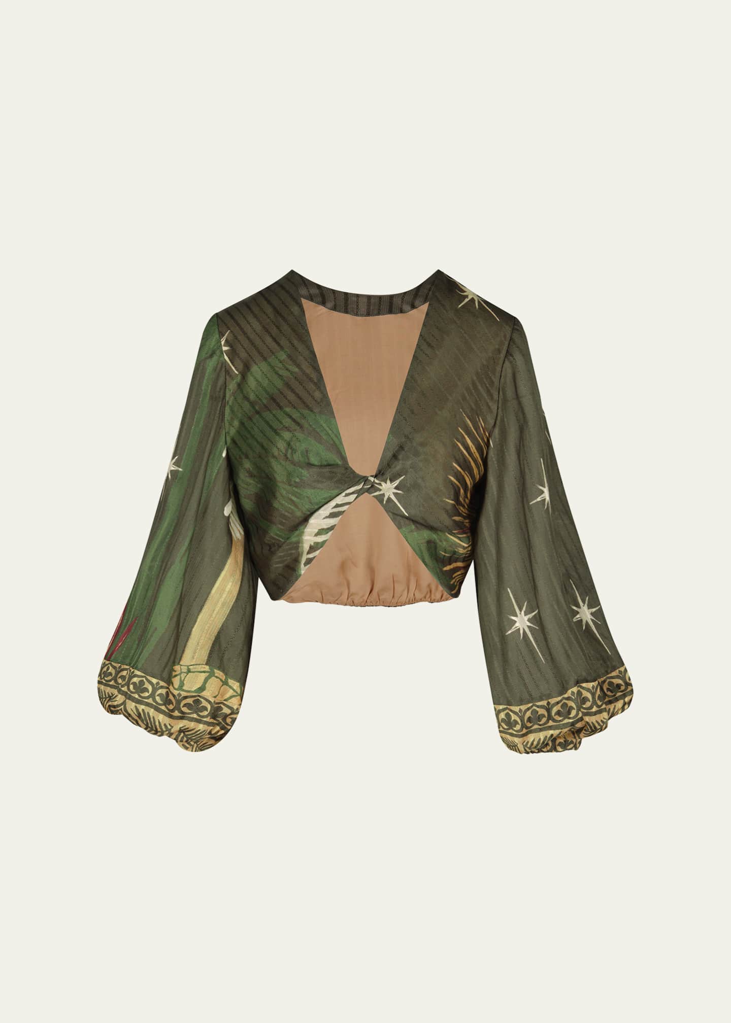 Johanna Ortiz Afterwork Ballon-Sleeve Reversible Crop Top - Bergdorf ...