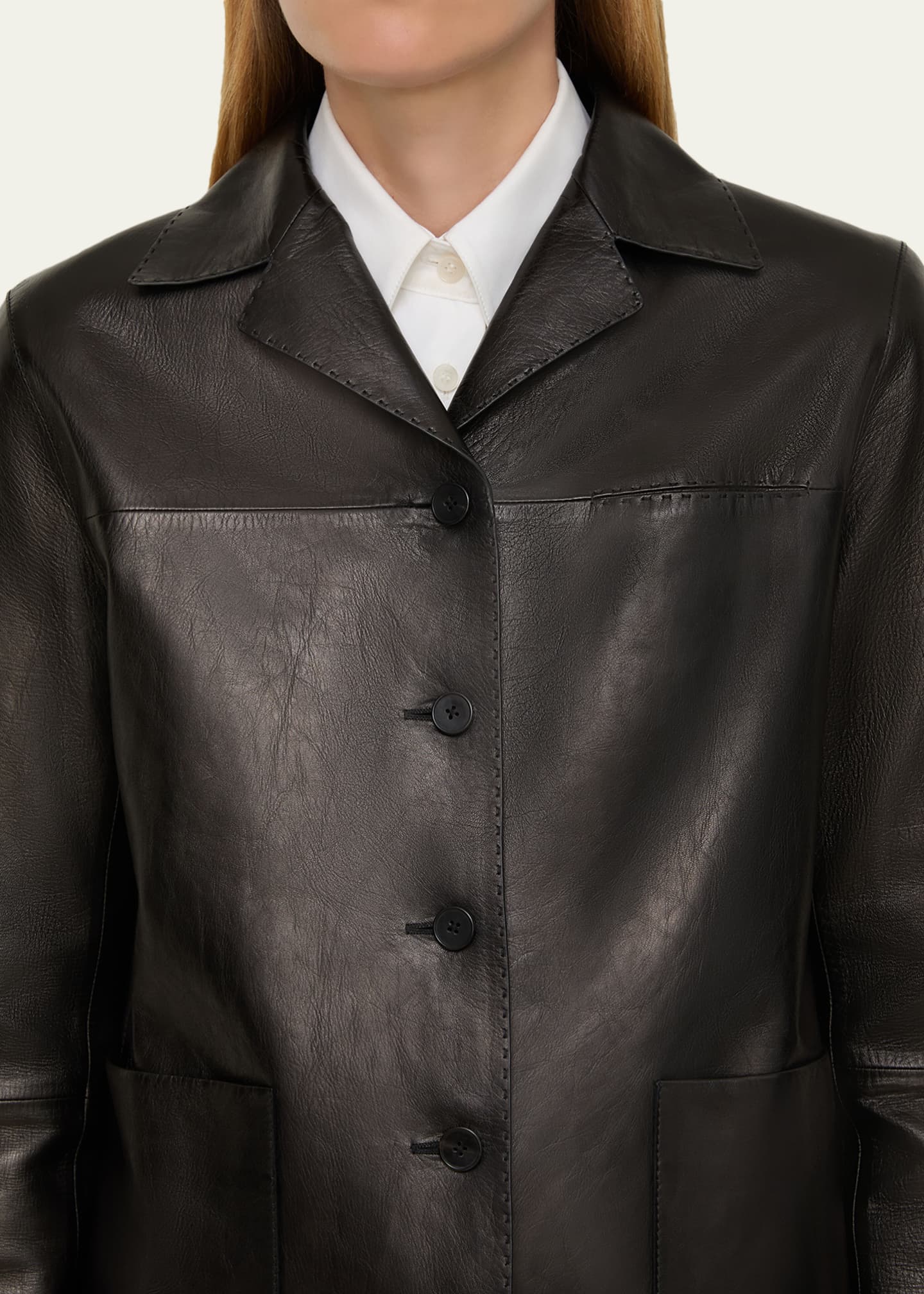 Lafayette 148 New York Button-Down Nappa Leather Jacket - Bergdorf Goodman