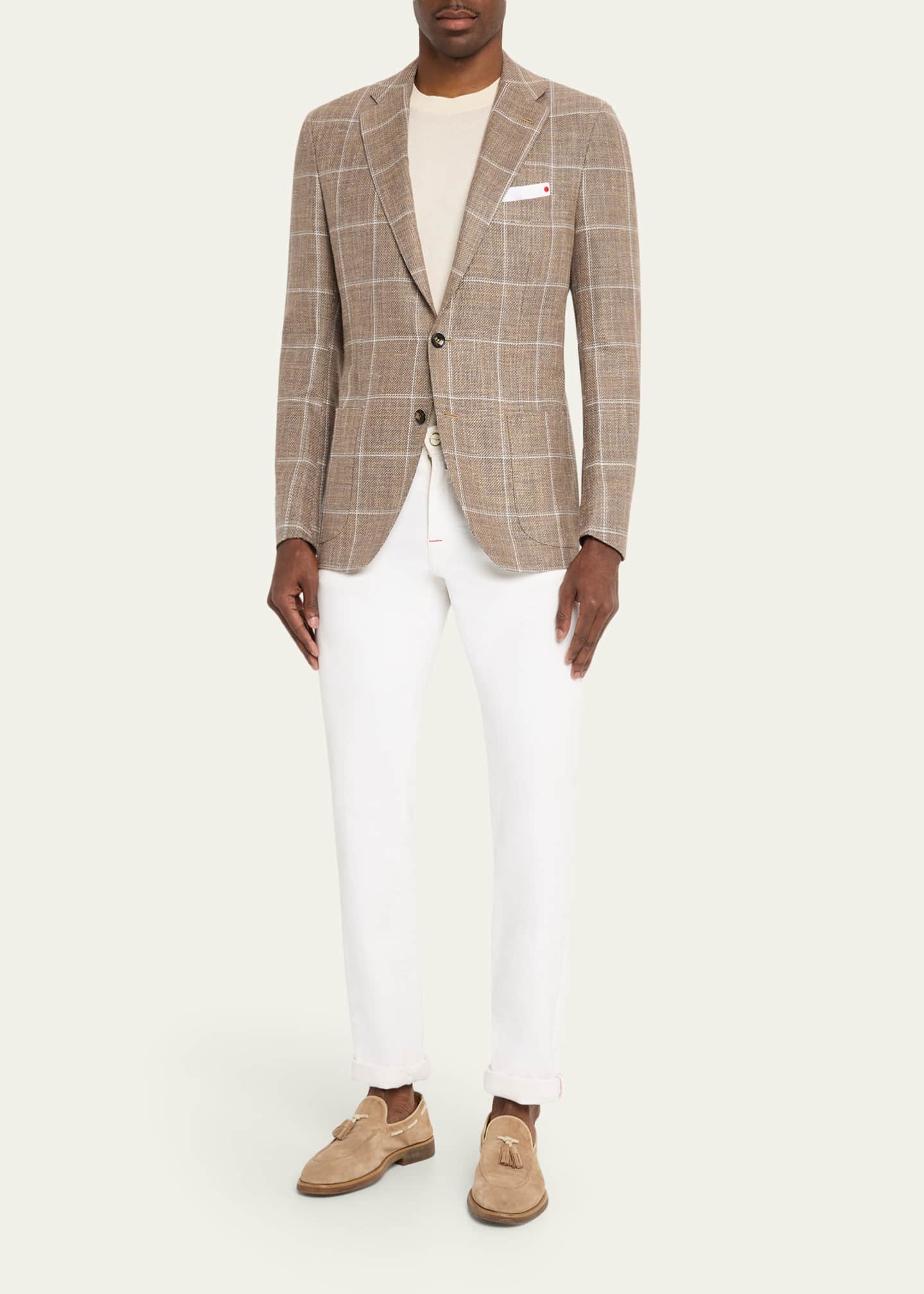 Kiton Men's Cashmere, Wool and Silk Windowpane Sport Coat - Bergdorf ...