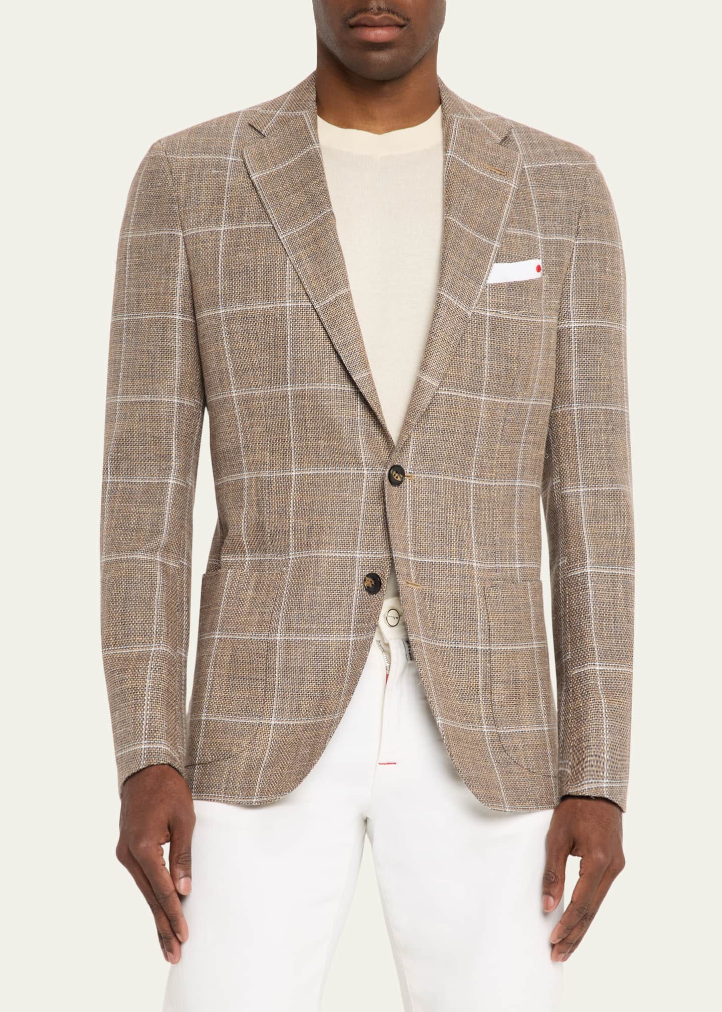 Kiton Men's Cashmere, Wool and Silk Windowpane Sport Coat - Bergdorf ...