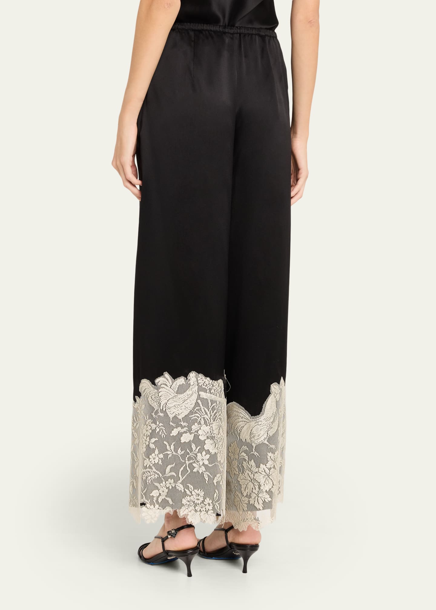 Rosie Assoulin Chicken Lace-Trim Silk Wide-Leg Pajama Pants - Bergdorf ...