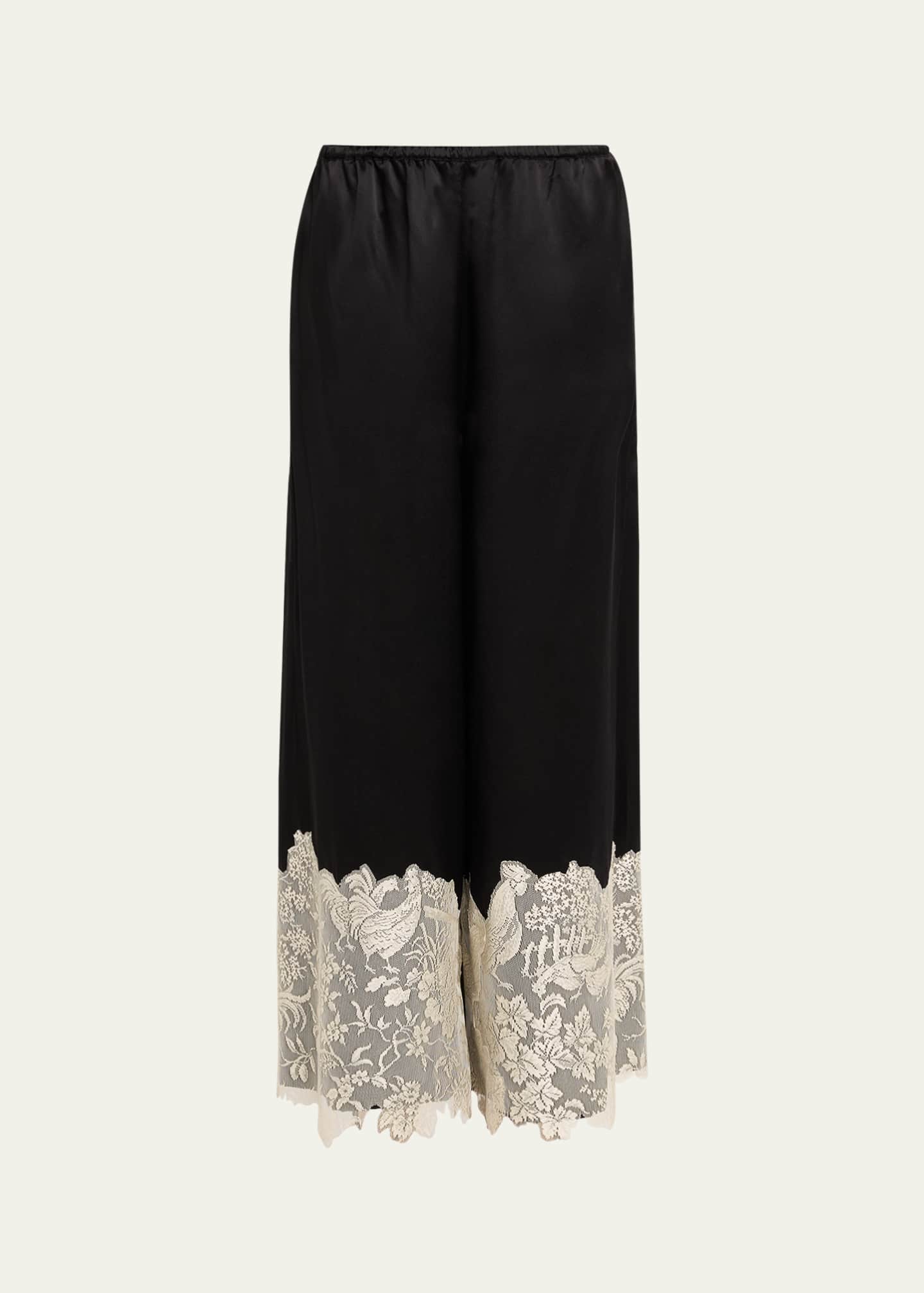Rosie Assoulin Chicken Lace-Trim Silk Wide-Leg Pajama Pants - Bergdorf ...