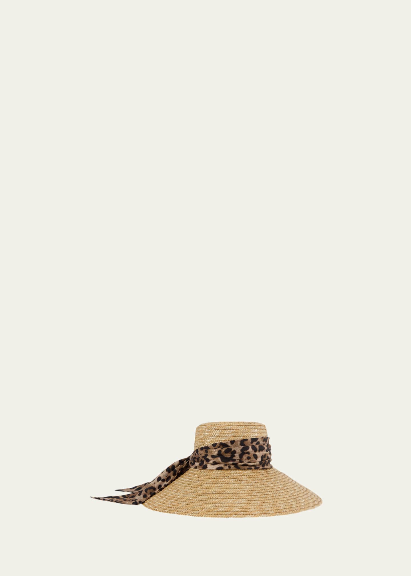 Eugenia Kim Mirabel Animal-Print Bow Straw Hat - Bergdorf Goodman
