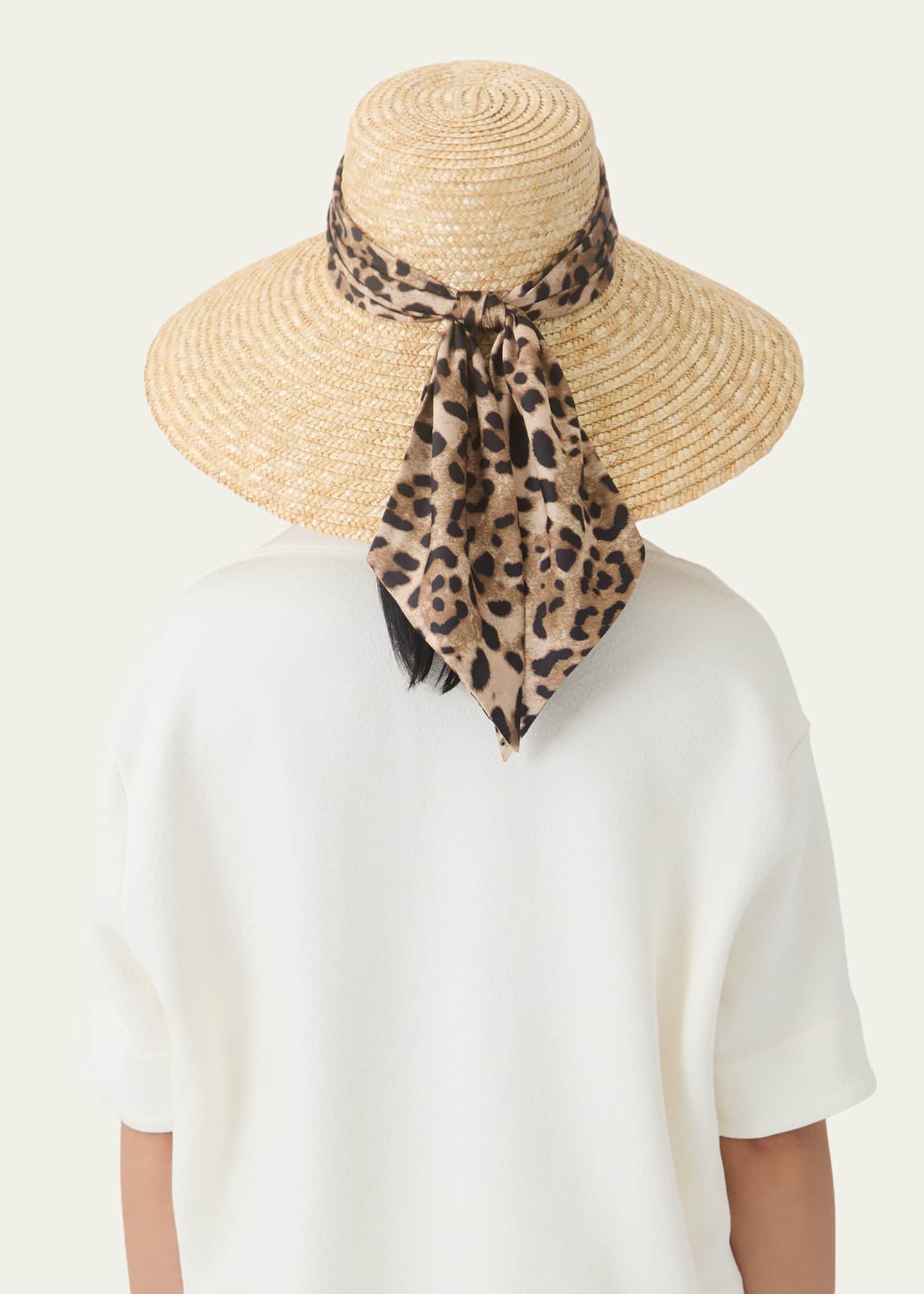 Eugenia Kim Mirabel Animal-Print Bow Straw Hat - Bergdorf Goodman