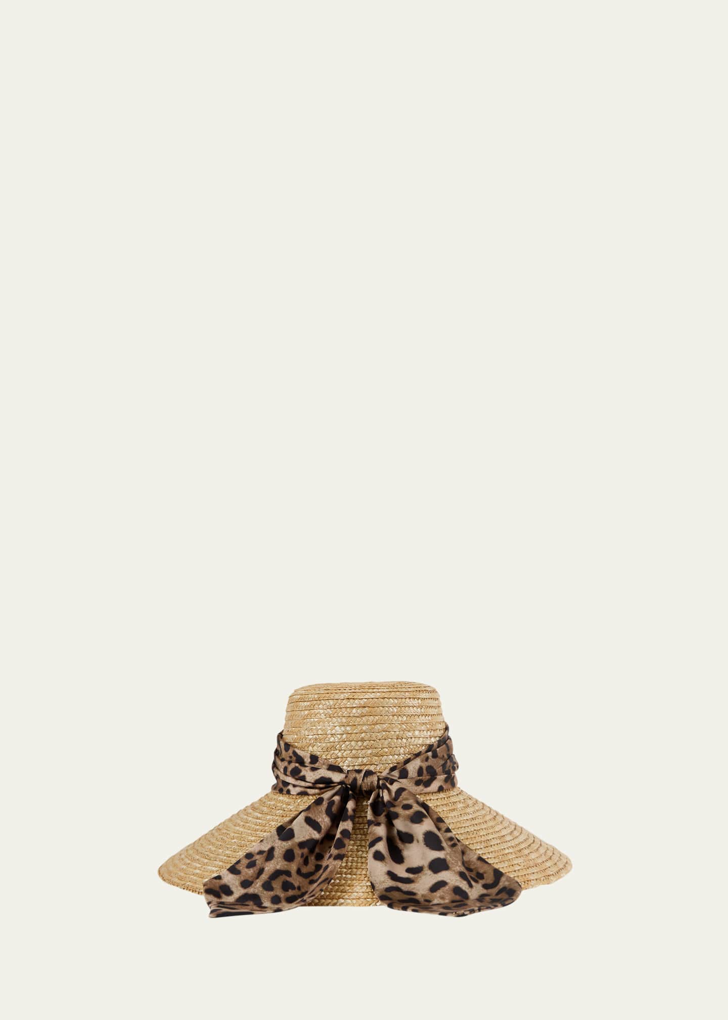 Eugenia Kim Mirabel Animal-Print Bow Straw Hat - Bergdorf Goodman
