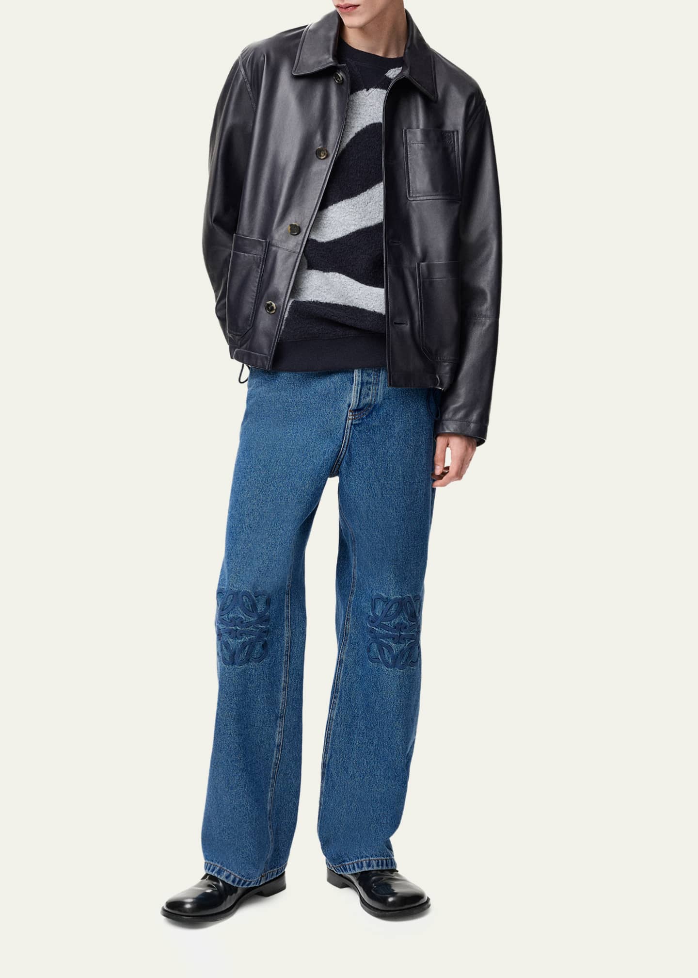 Loewe Men's Anagram Denim Baggy-Fit Jeans - Bergdorf Goodman
