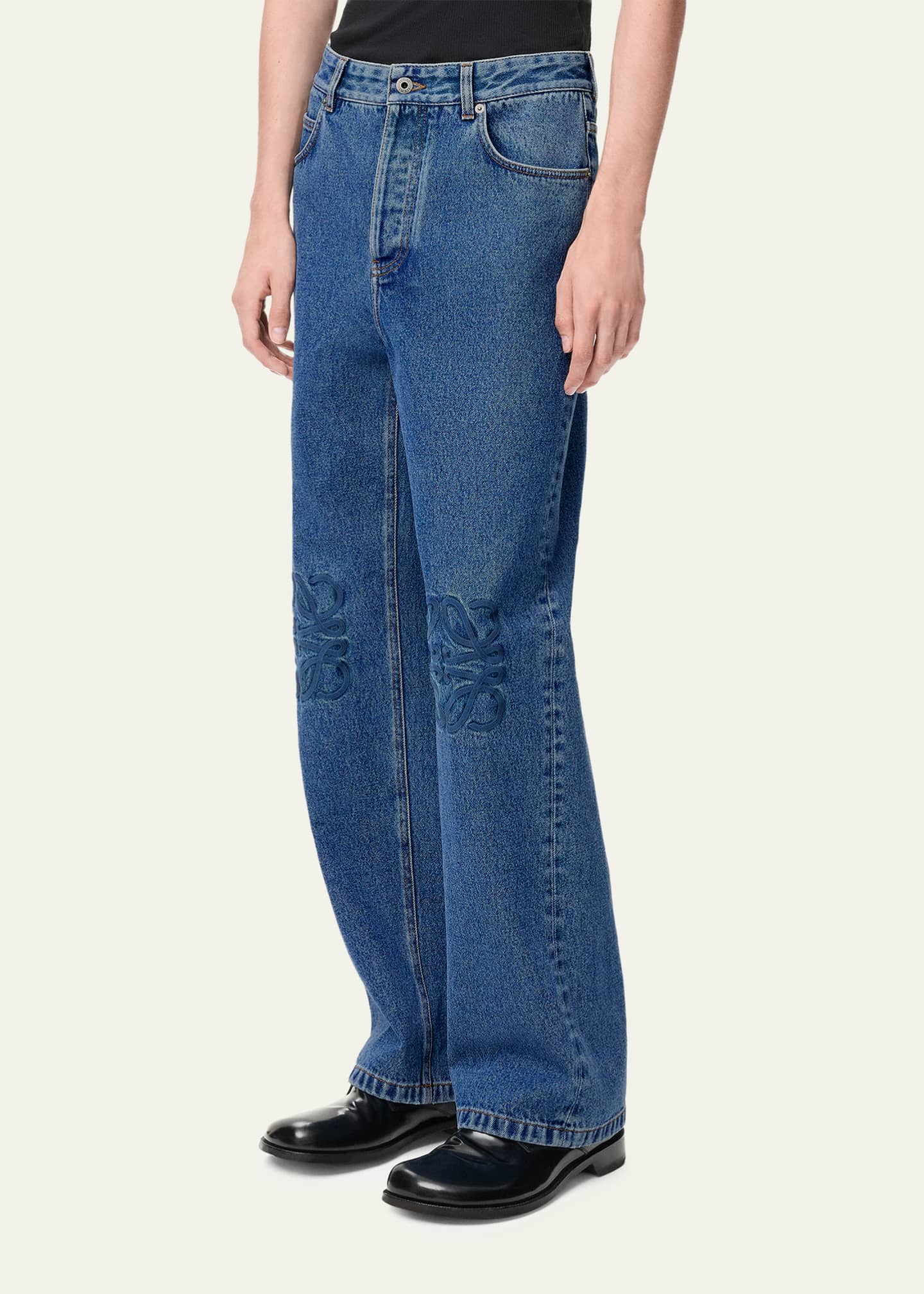 Loewe Men's Anagram Denim Baggy-Fit Jeans - Bergdorf Goodman