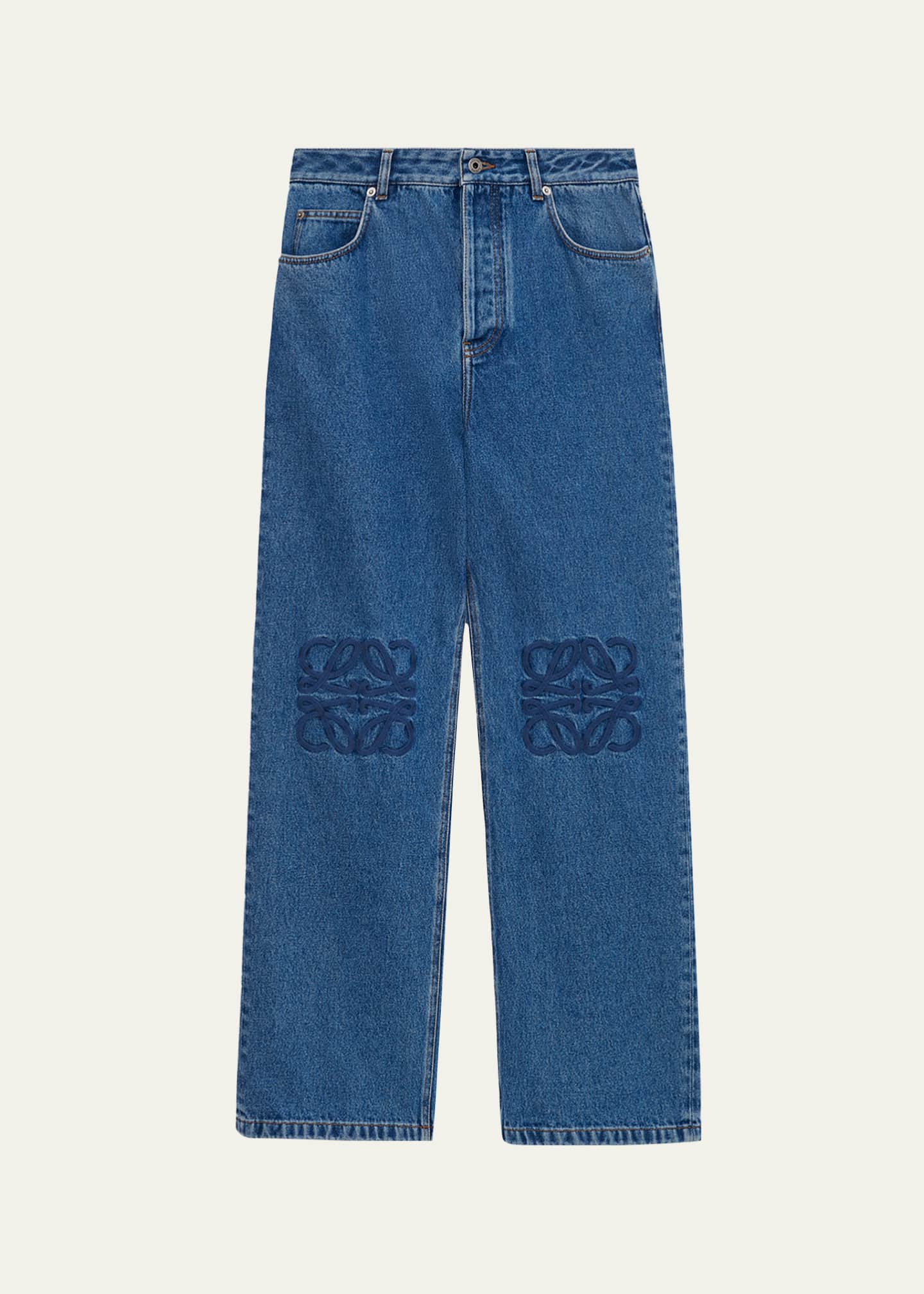 Loewe Men's Anagram Denim Baggy-Fit Jeans - Bergdorf Goodman