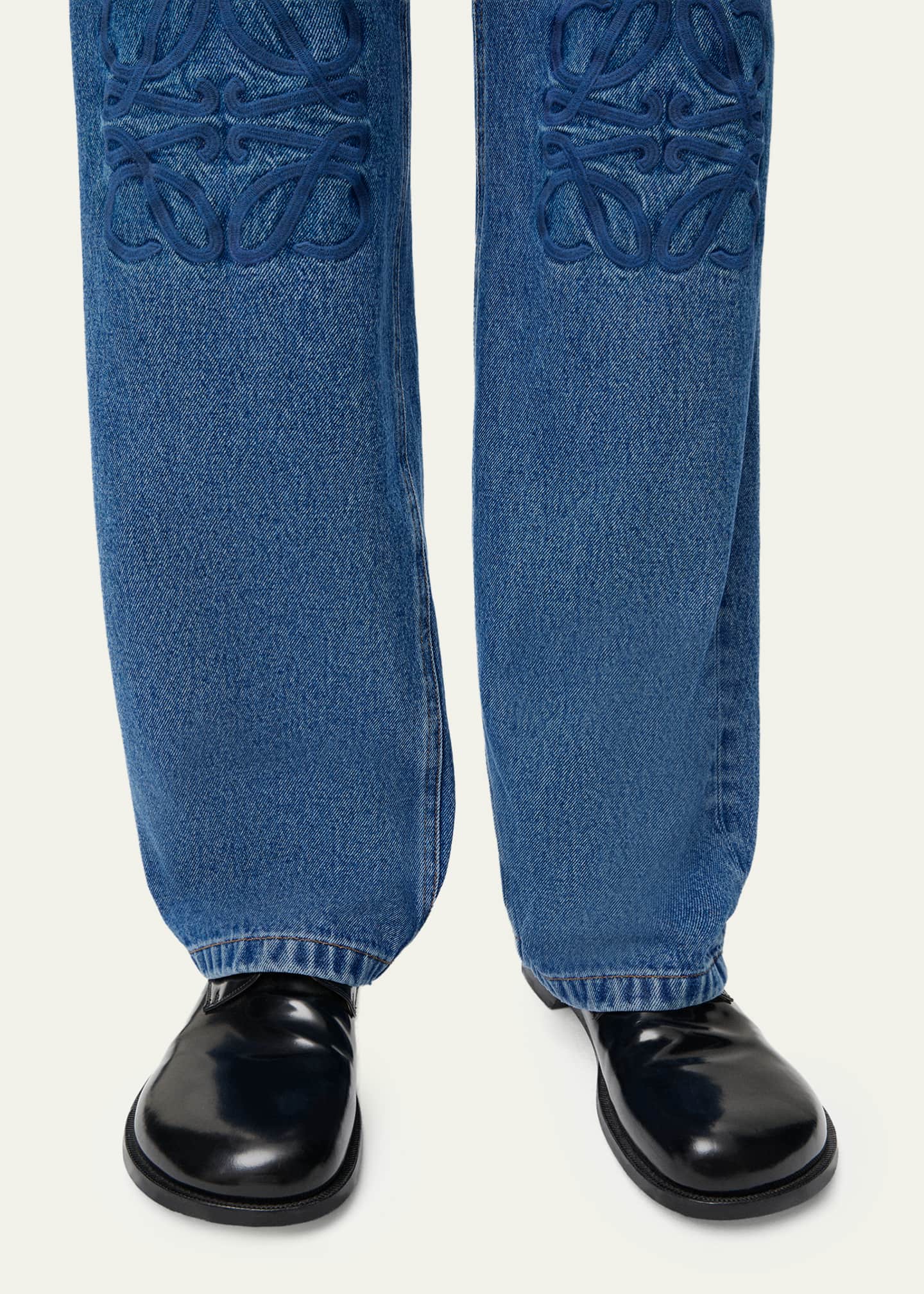 Loewe Men's Anagram Denim Baggy-Fit Jeans - Bergdorf Goodman