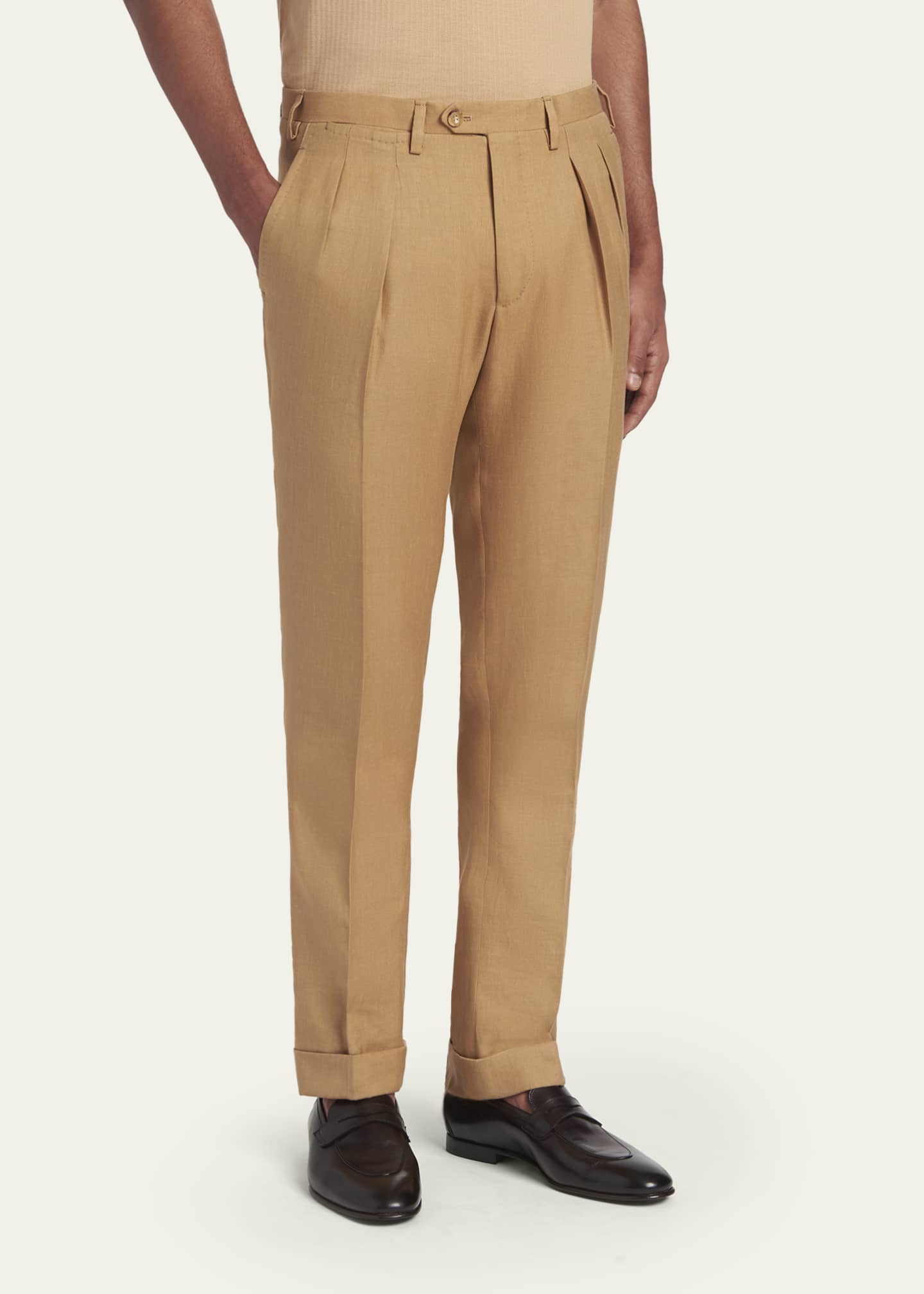 Kiton Men's Cashmere-Blend Straight Leg Pleated Trousers - Bergdorf Goodman