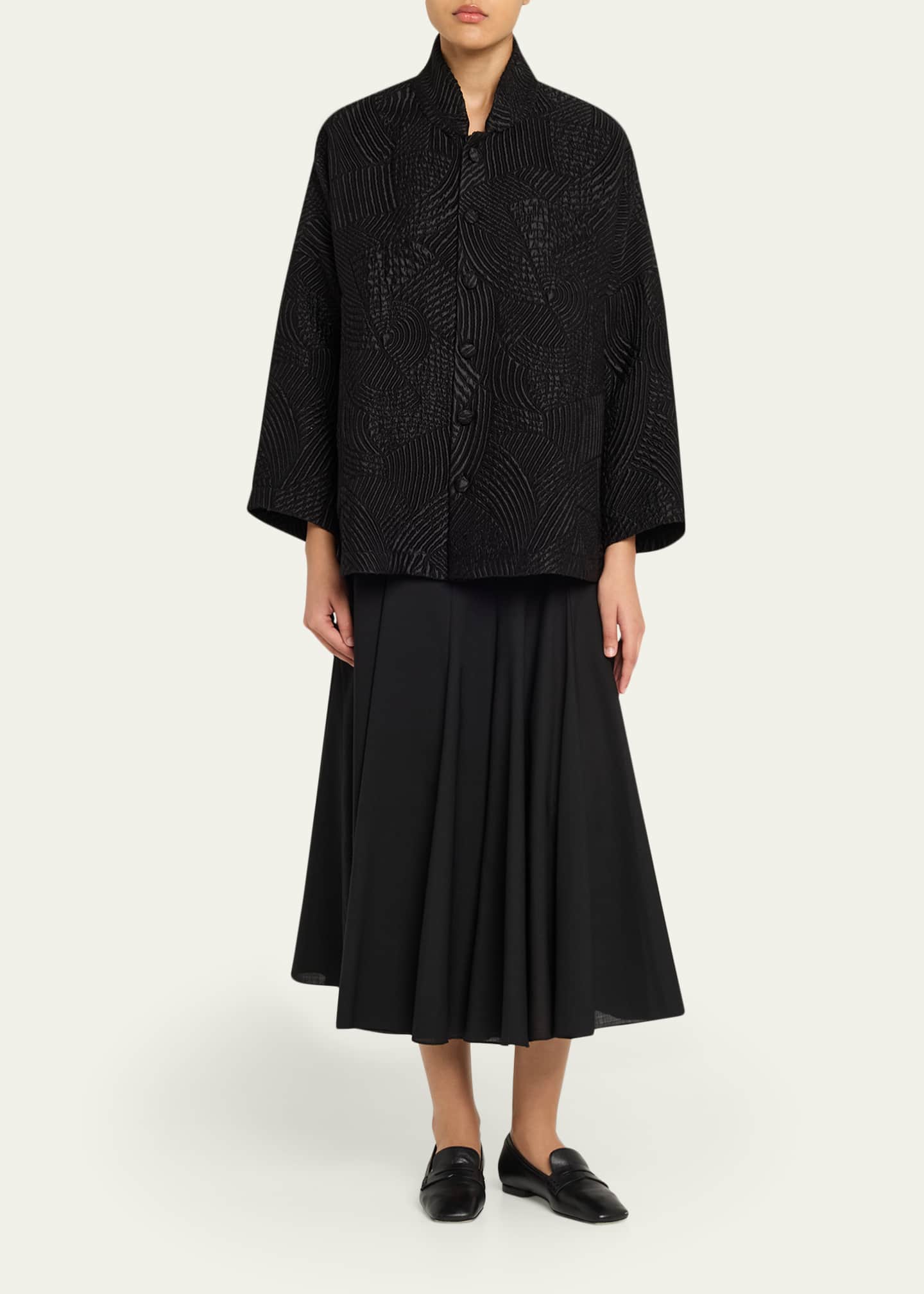 Eskandar Silk Wool Mix Chinese Imperial Jacket With Chinese Collar ...