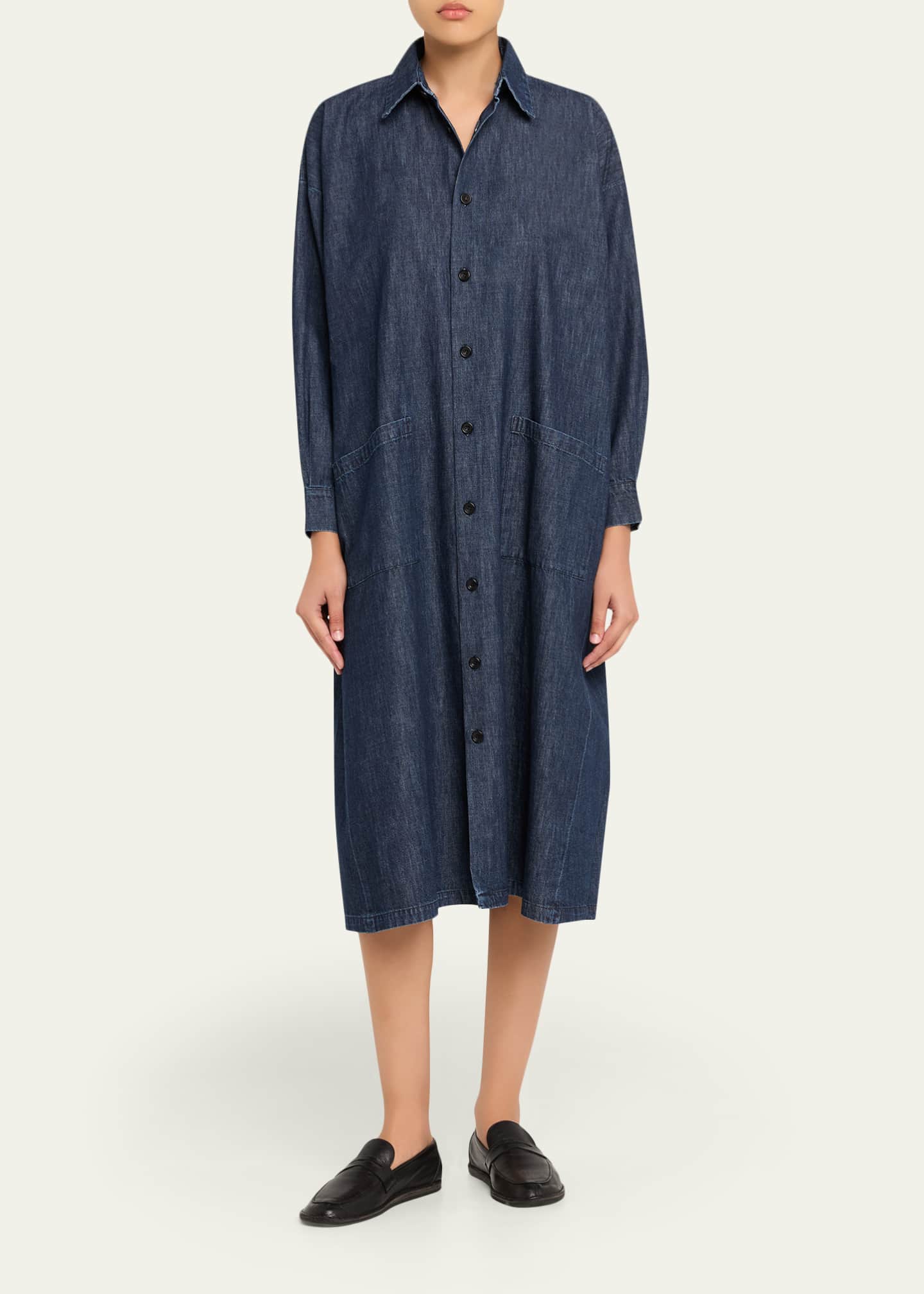 Eskandar Angle To Front Side Seam Shirt Dress With Collar - Bergdorf ...