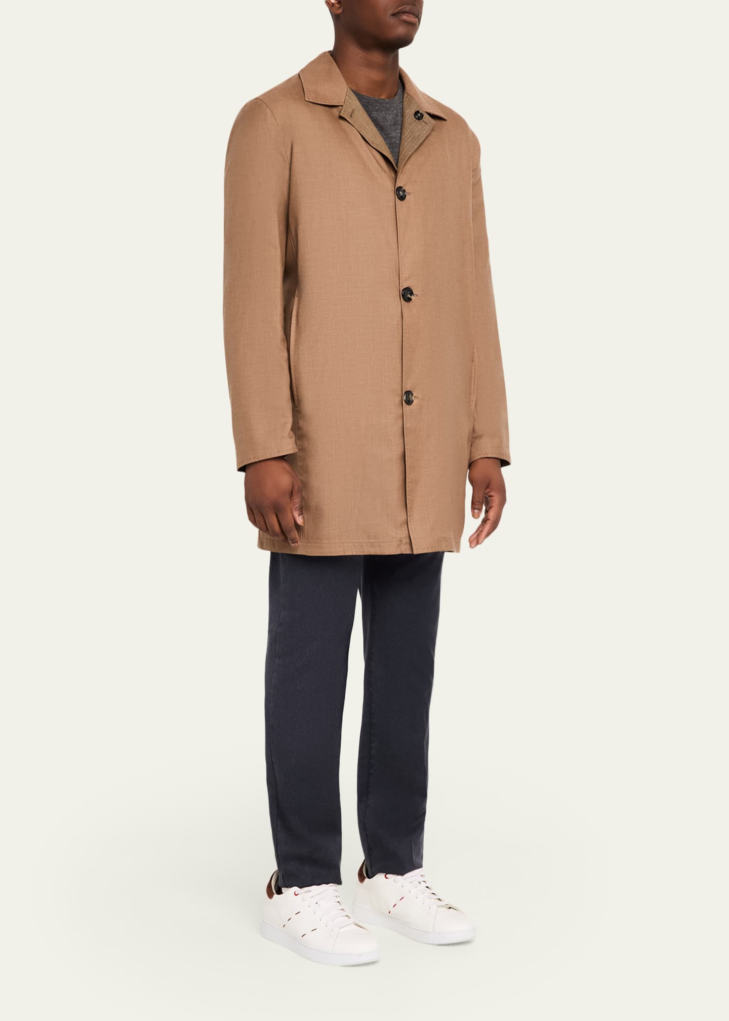 Kiton Men's Wool and Silk Herringbone Reversible Raincoat - Bergdorf ...