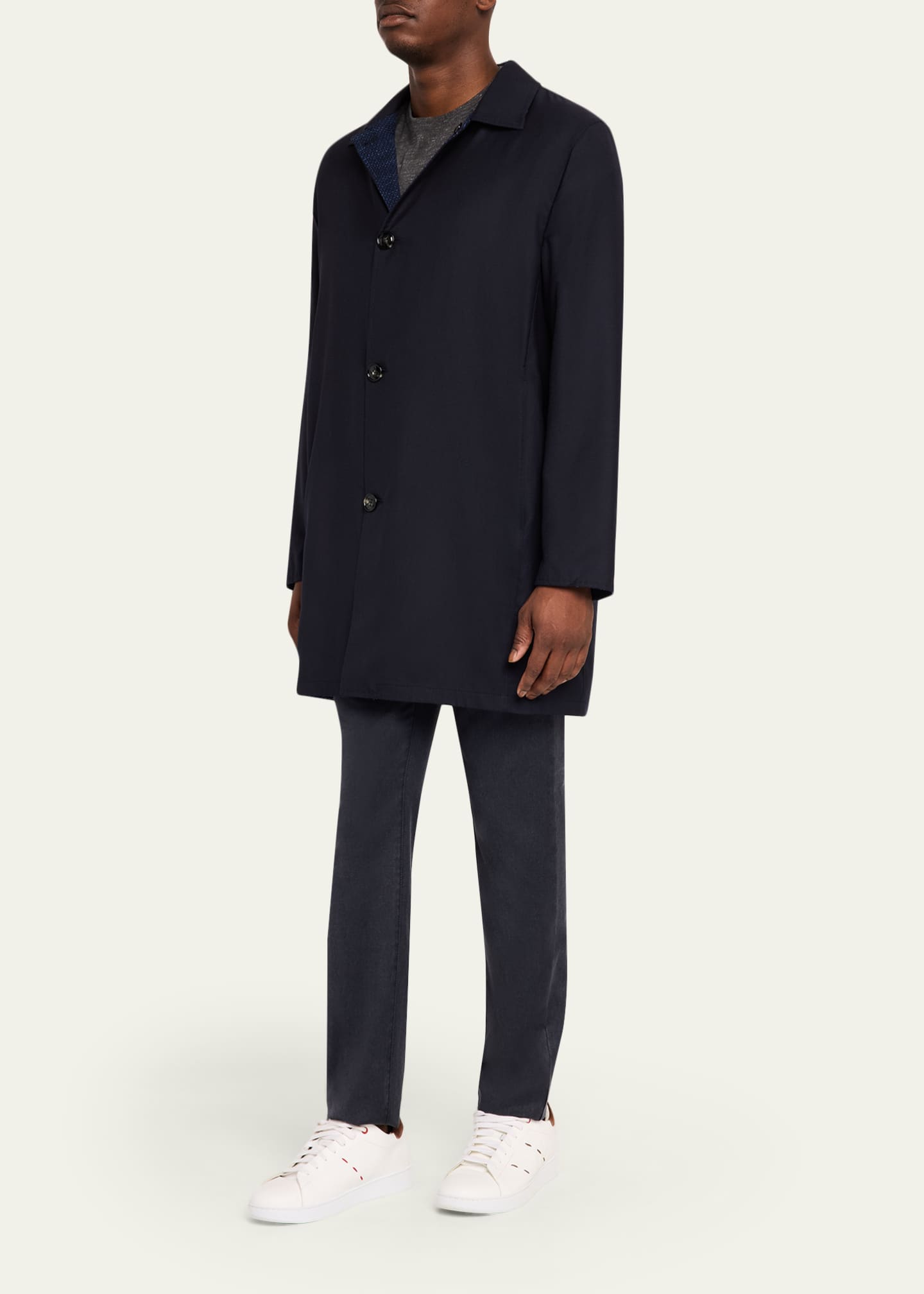 Kiton Men's Wool and Silk Birdseye Reversible Raincoat - Bergdorf Goodman