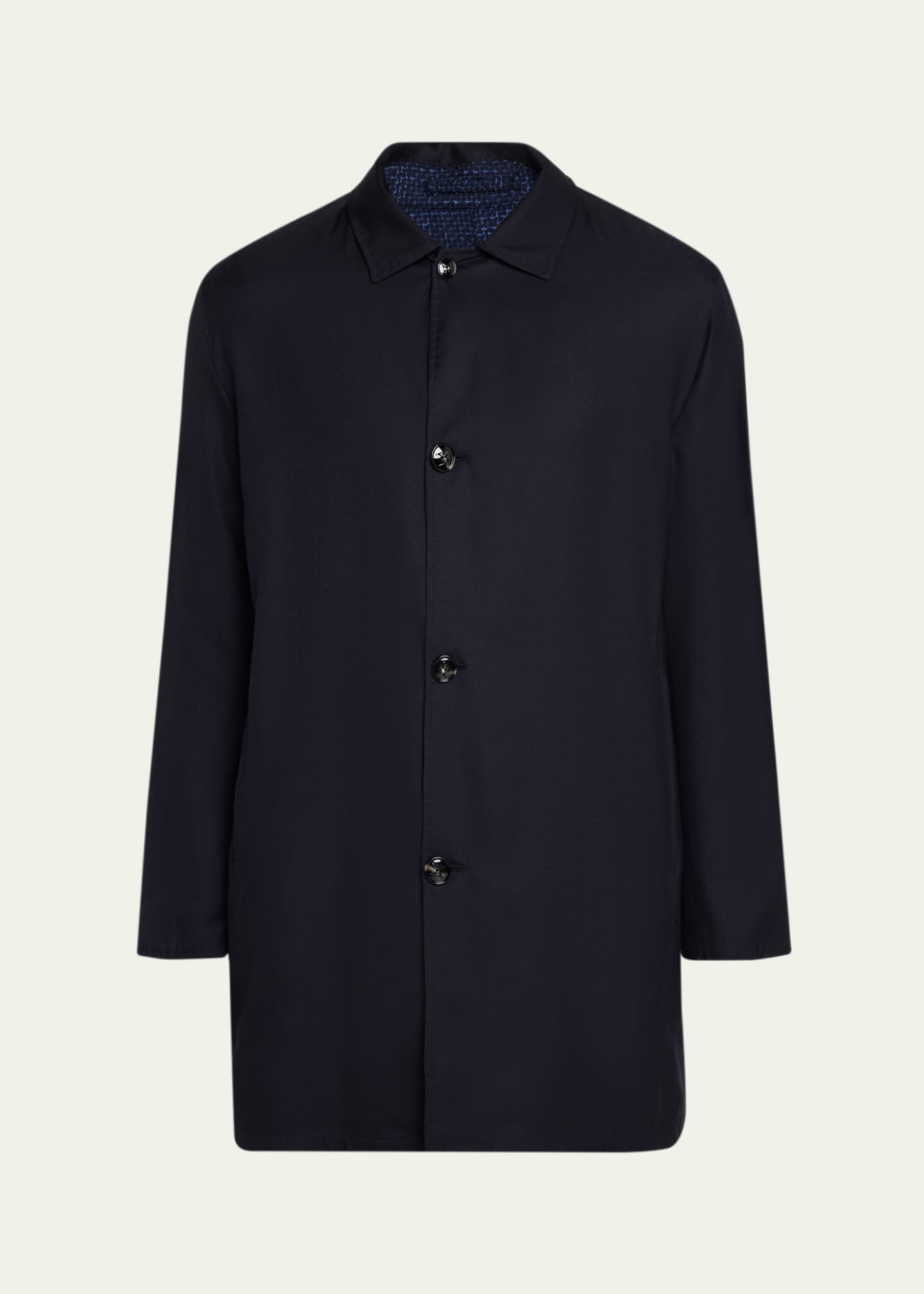 Kiton Men's Wool and Silk Birdseye Reversible Raincoat - Bergdorf Goodman
