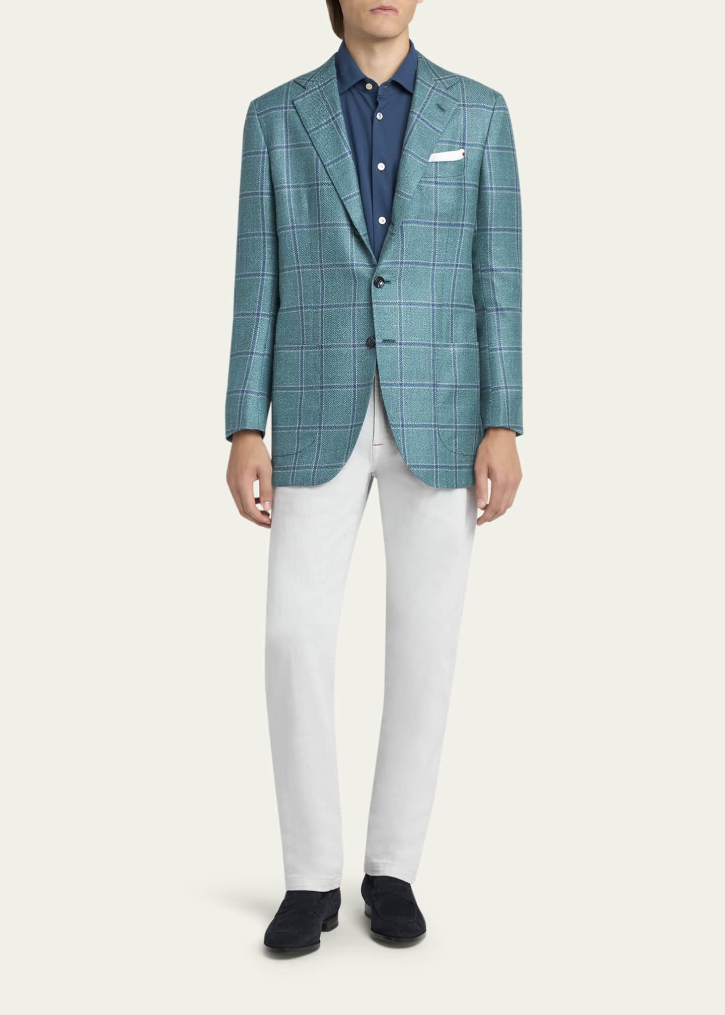 Kiton Men's Pique Button-Down Shirt with Bar Tack Pocket - Bergdorf Goodman